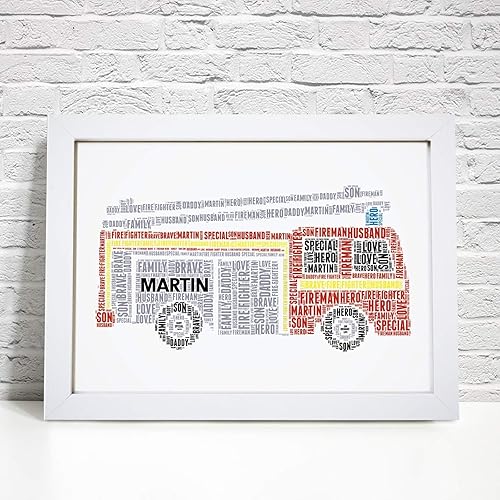 Personalised Fire Engine Word Art Print - A5, A4 Prints & Framed ...