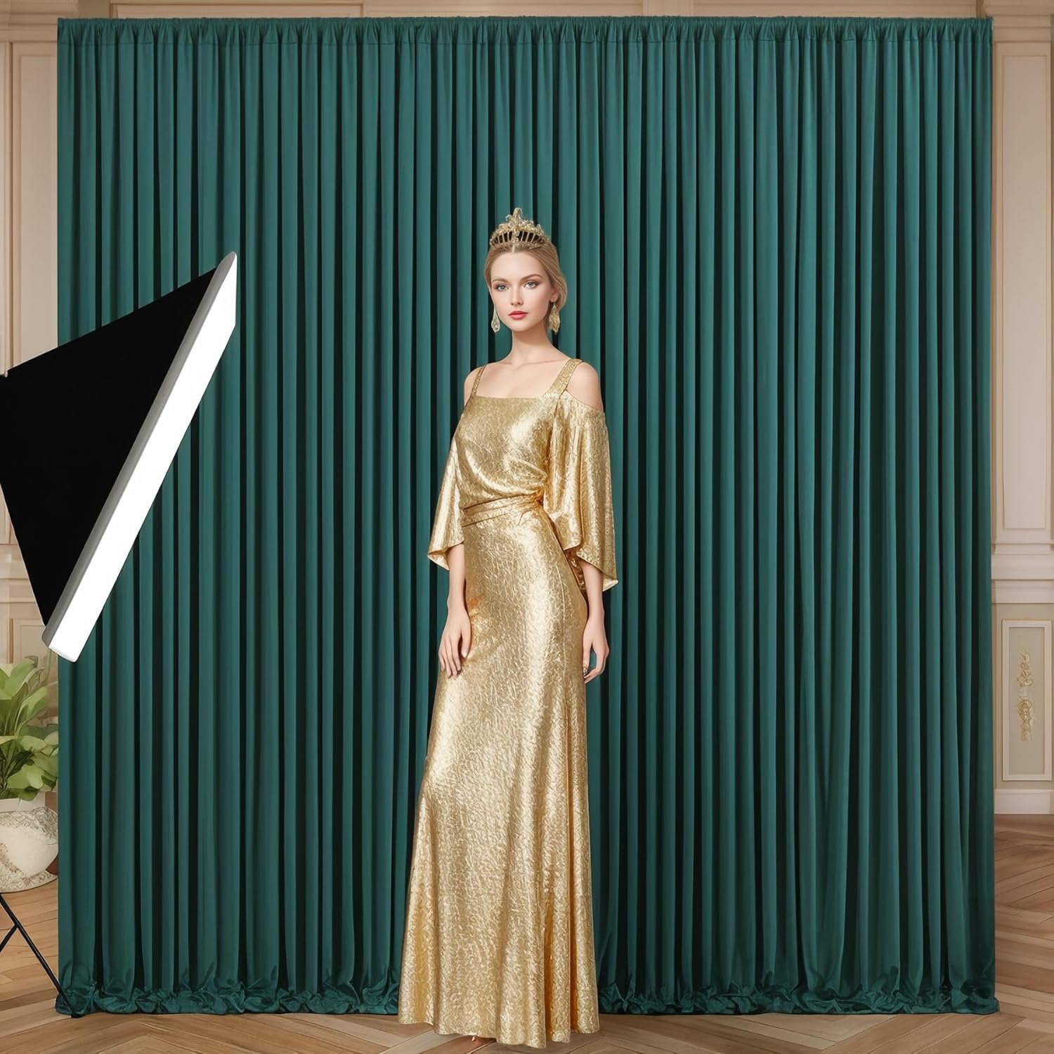 Cortina tipo telón de color verde esmeralda para fiestas, baby shower ...