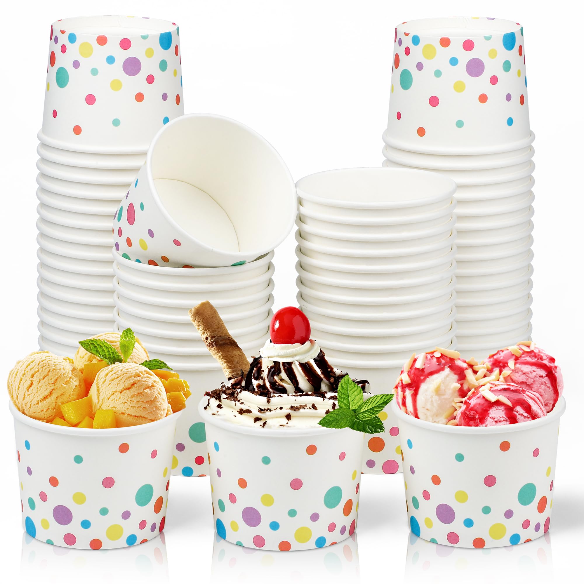 8 Oz Disposable Serving Cups Juvale 50-Count Paper Ice Cream Sundae ...