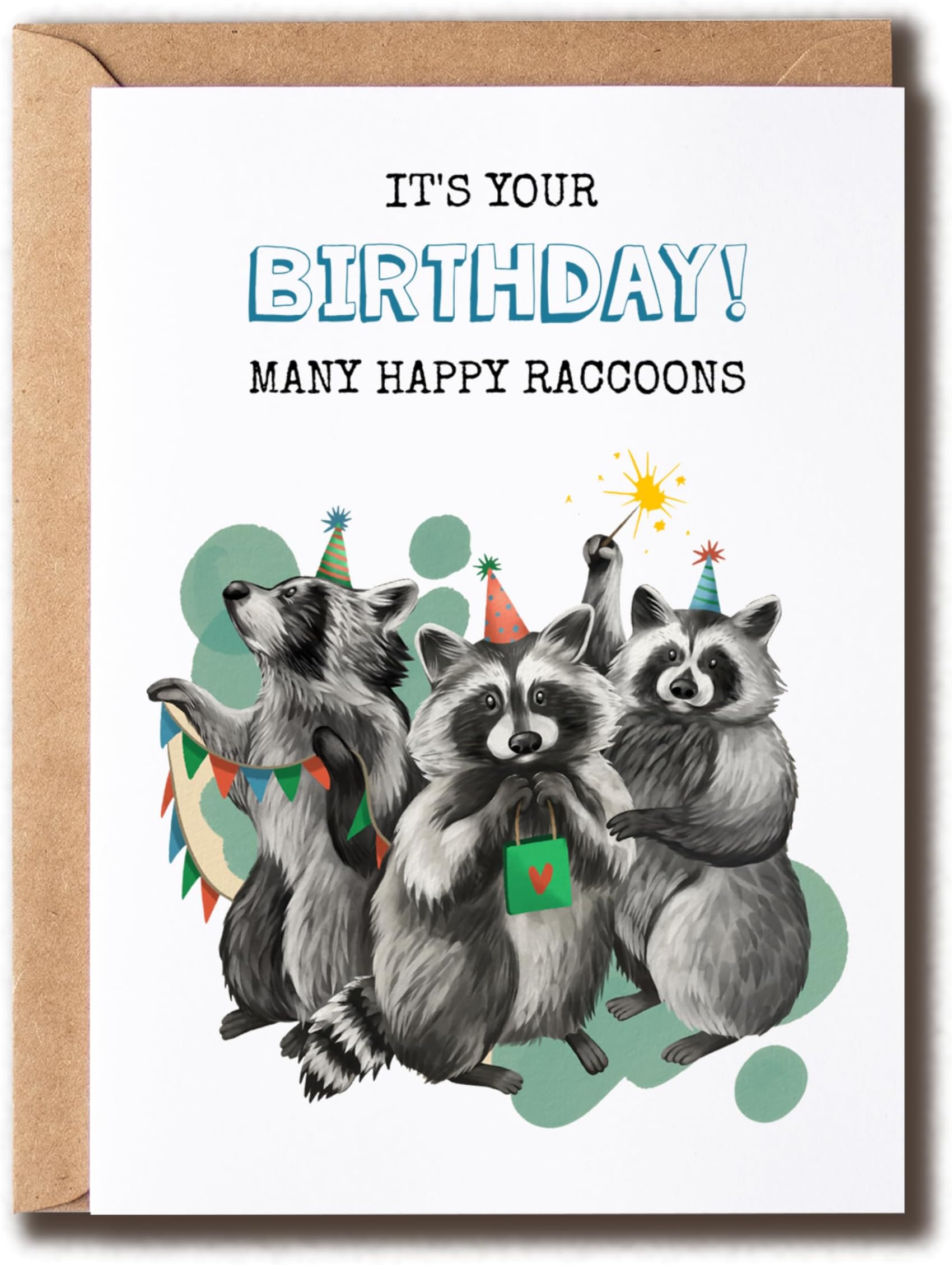 Amazon.com: VLPGifts Birthday Many Happy Raccoons Card - Funny Raccoon ...