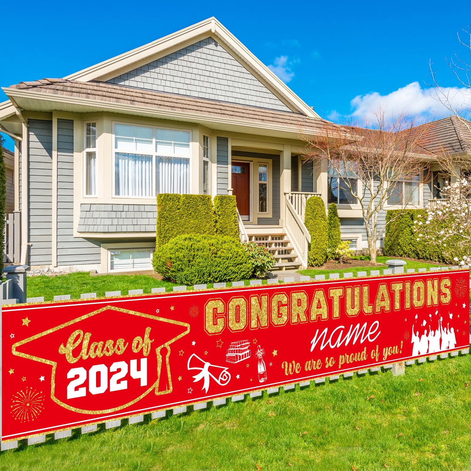 Amazon.com: 118"x19.7" Graduation Banner 2024 Personalized, Red ...