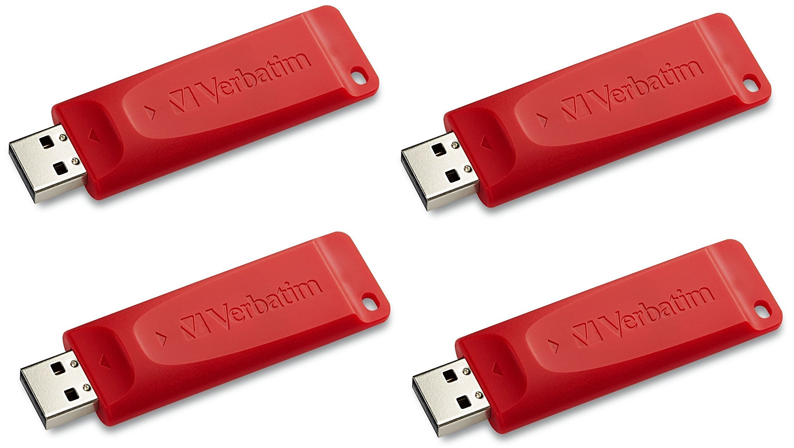 Amazon.com: Verbatim 16 GB Store 'n' Go USB 2.0 Flash Drive, Red 4 Pack ...