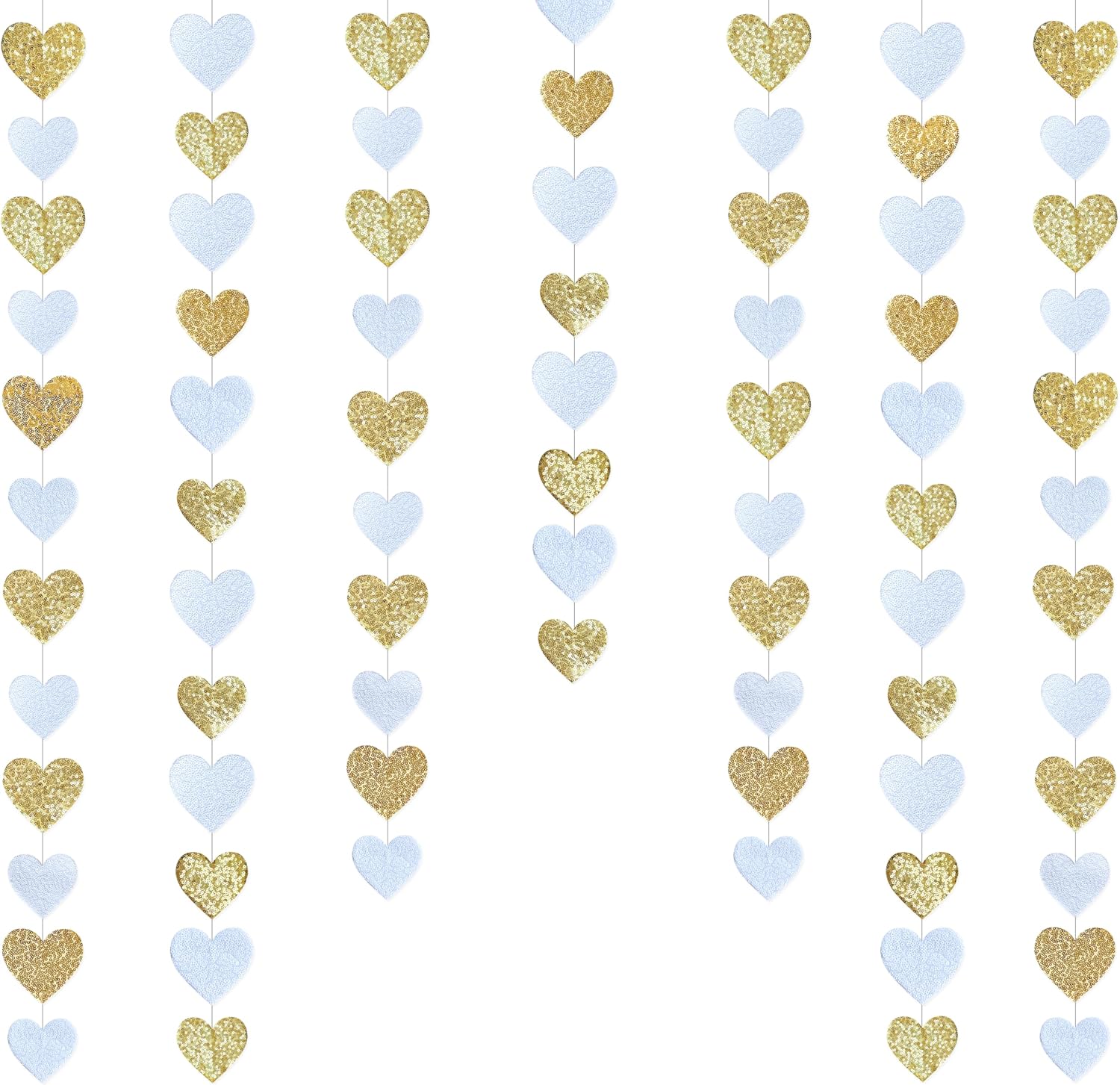 Amazon.com: Gold and White Heart Decorations Double Sided Sequin 3D ...