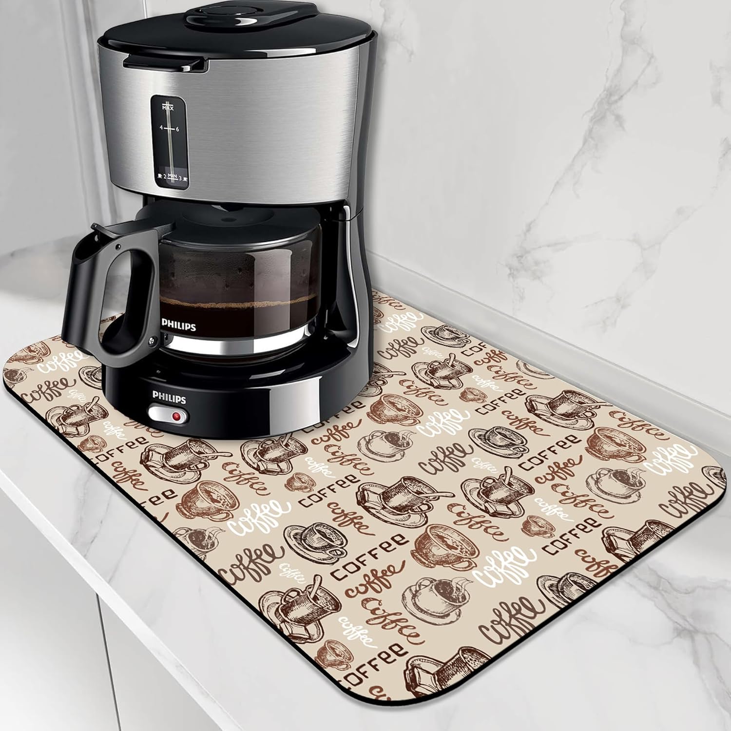 Amazon.com: FTJHKUY Doodle Coffee Cup Dish Drying Mat,16"X24" Absorbent ...