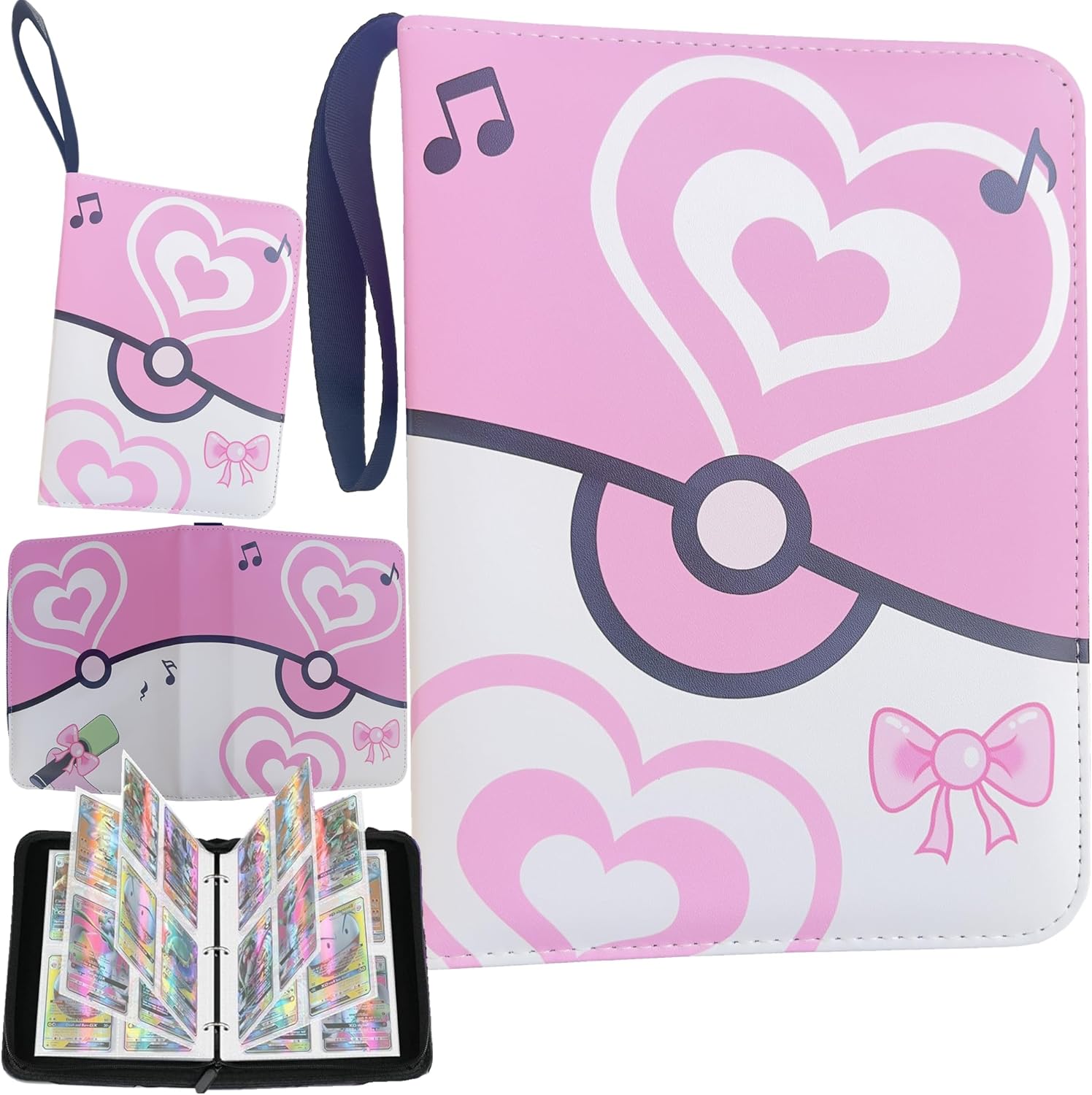 Trading Card Album Binder 4 Pocket,50 Removable Sleeves Fits 400 Cards ...