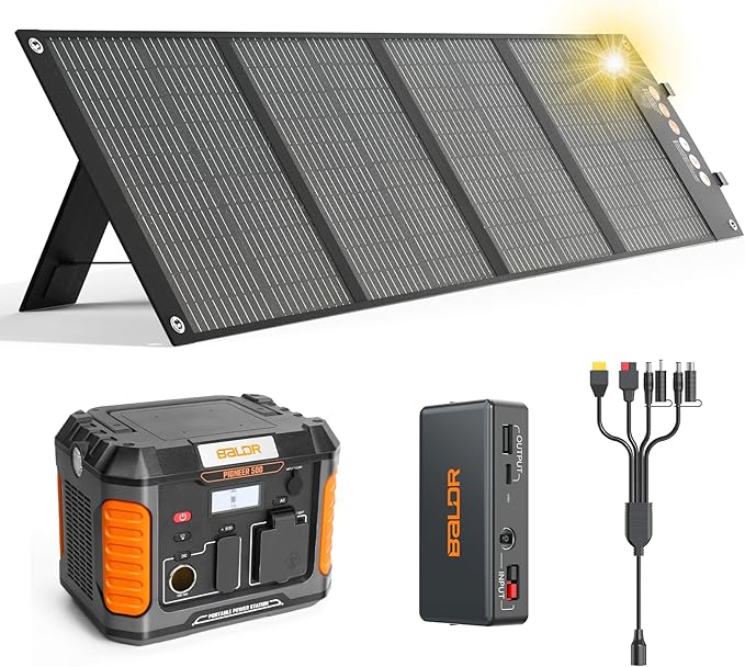 Amazon.com: BALDR Portable Solar Generator, 500W Portable Power Station ...