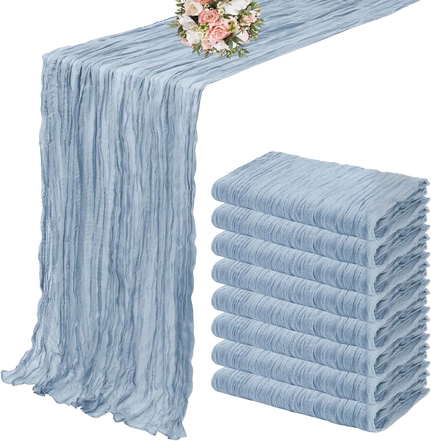 Amazon.com: 8 Pack Cheesecloth Table Runner 35 x 120 inch Long Boho ...