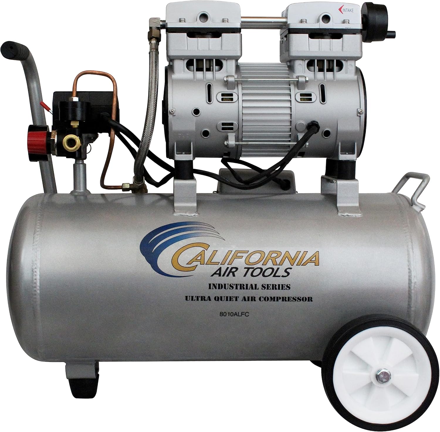 8010ALFC Ultra Quiet & Oil-Free 1.0 Hp 8.0 Gal. Aluminum Tank Air ...
