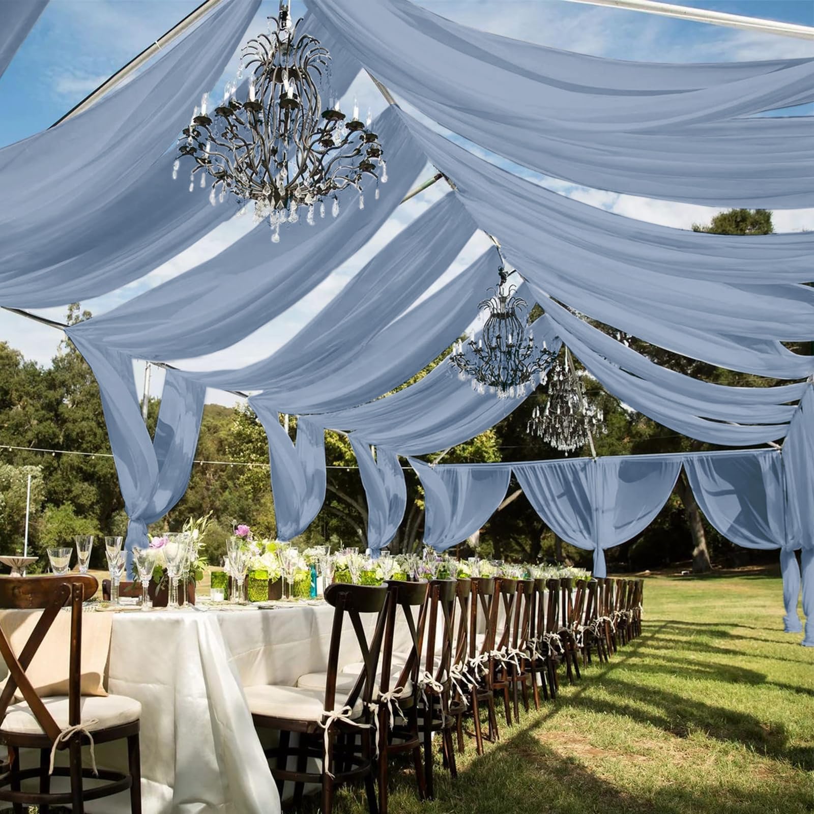 Amazon.com: 6 Panels Ivory Ceiling Drapes 5ftx10ft Wedding Ceiling ...