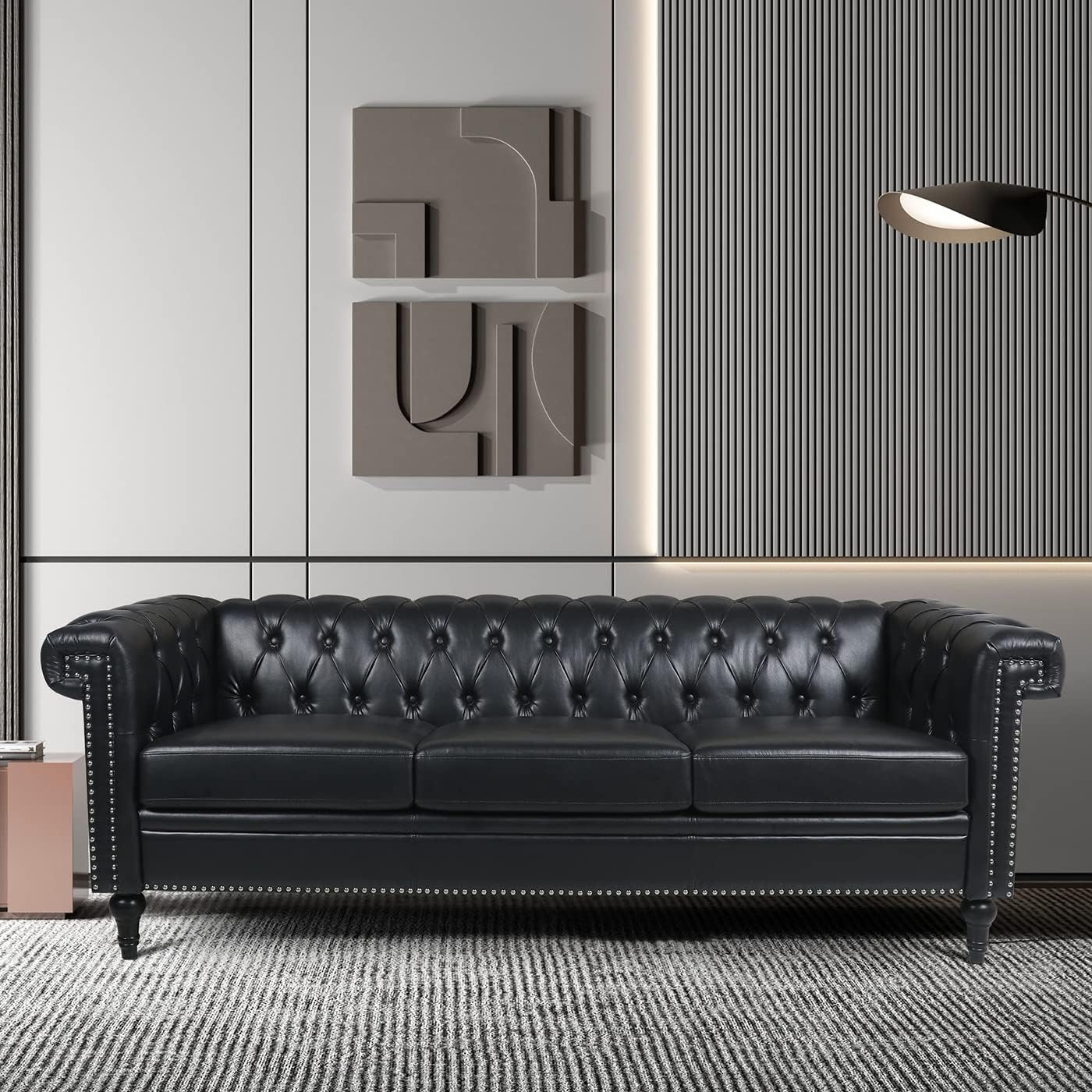 Amazon.com: CLUBKNIGHT Modern Chesterfield Sofa Three Seater Couch,Faux ...