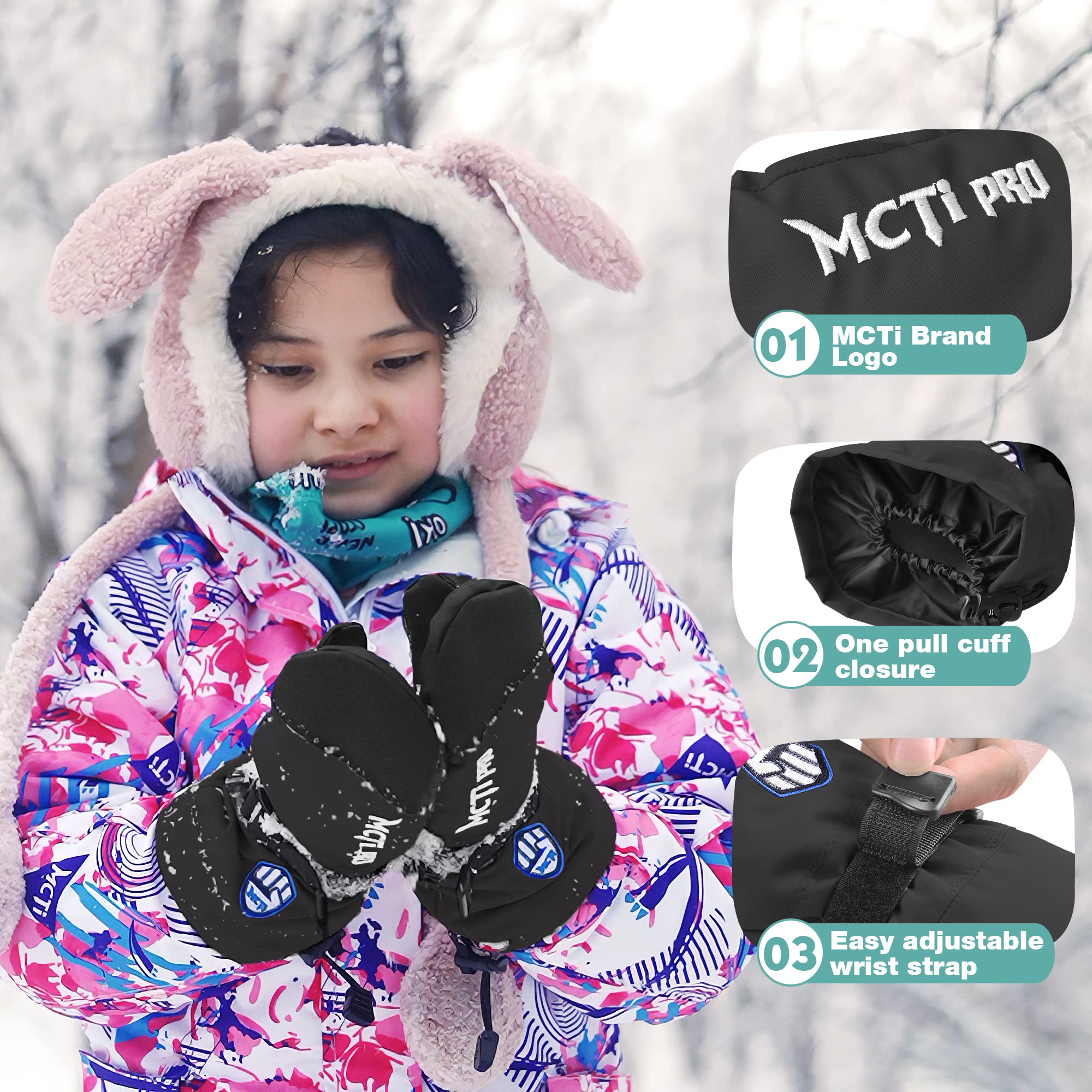 Snapklik.com : Kids Mittens Waterproof Winter Ski Warm Sherpa Fleece ...