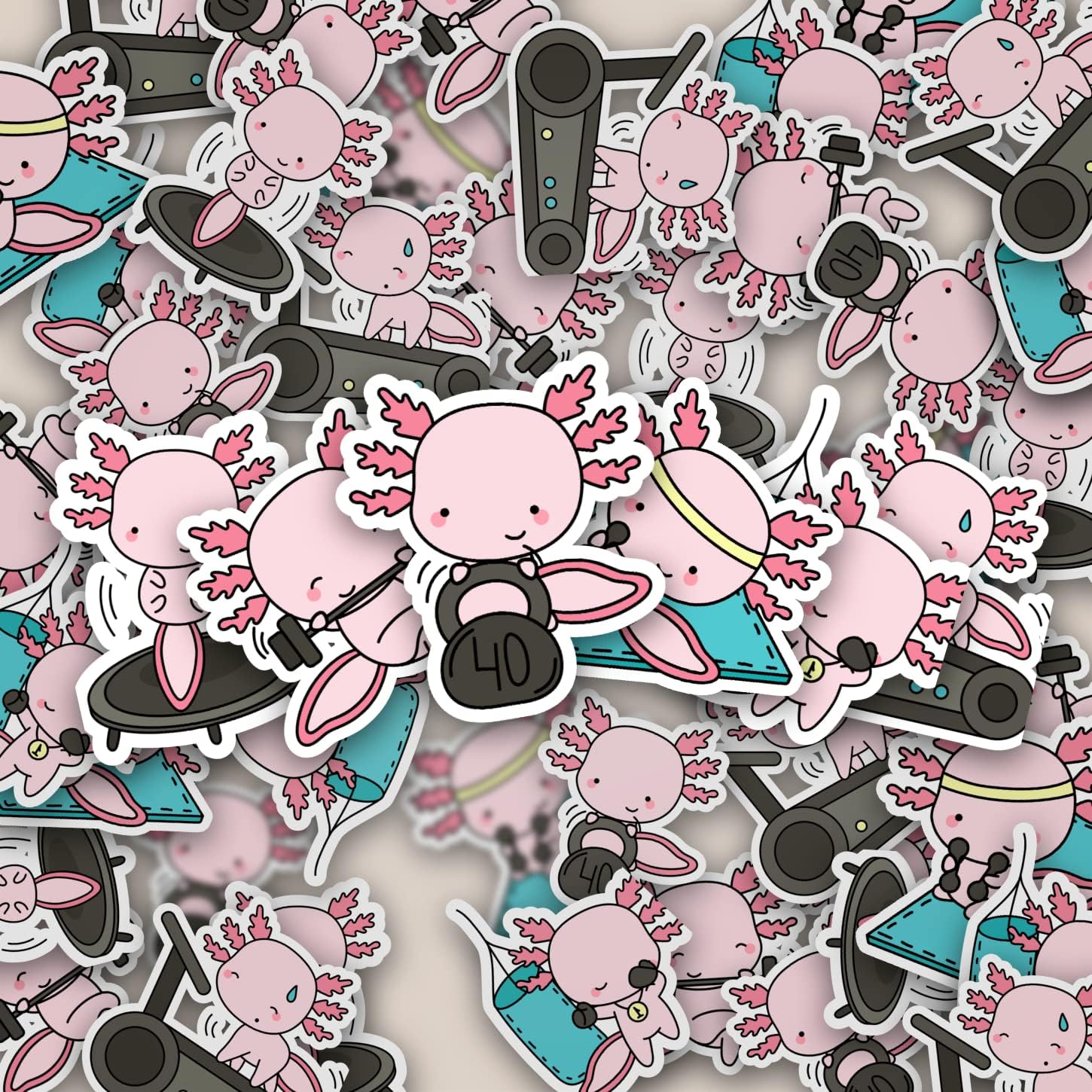 Amazon.com: Exercising Axolotl Stickers, Set of 30 Stickers, Waterproof ...