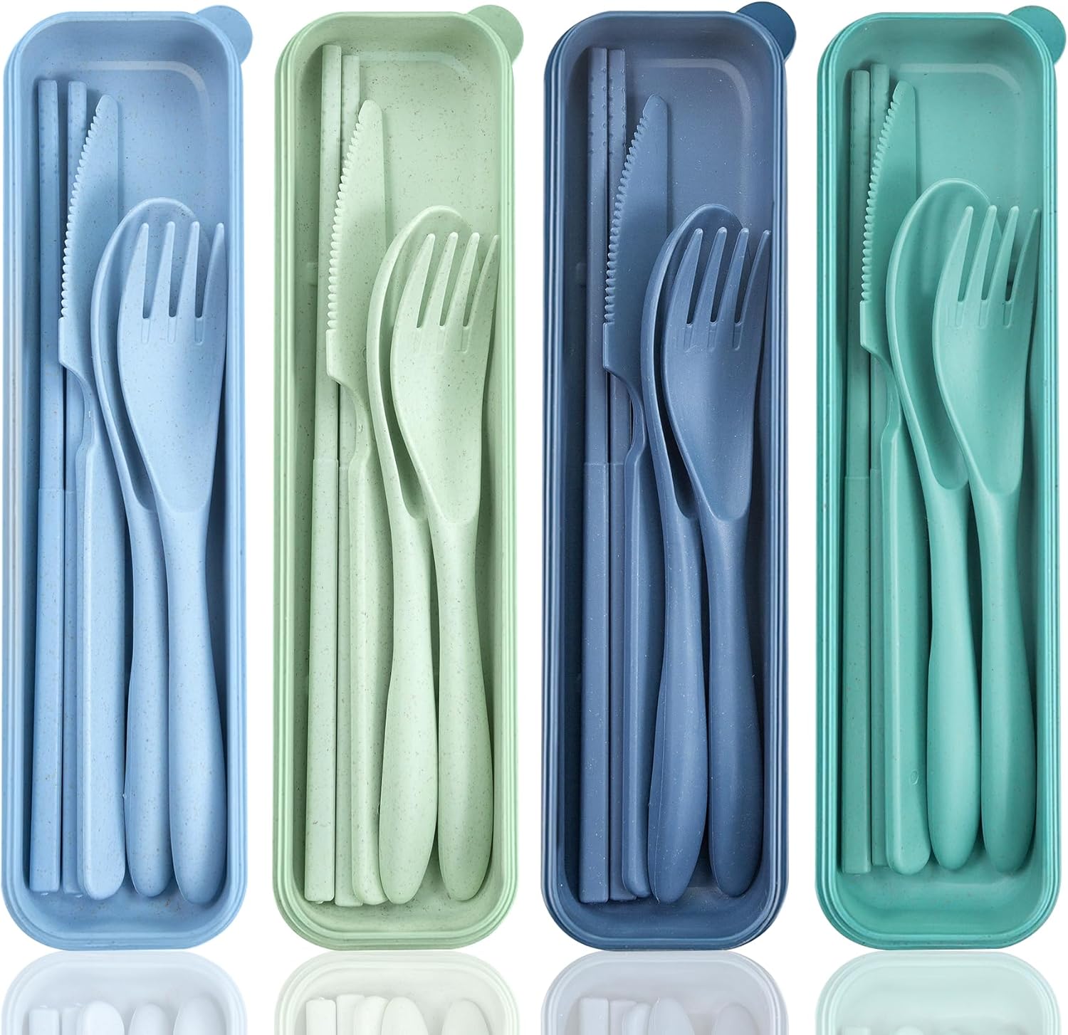 Amazon.com: DISSKNIC Green Travel Utensils with Case, Reusable Utensil ...