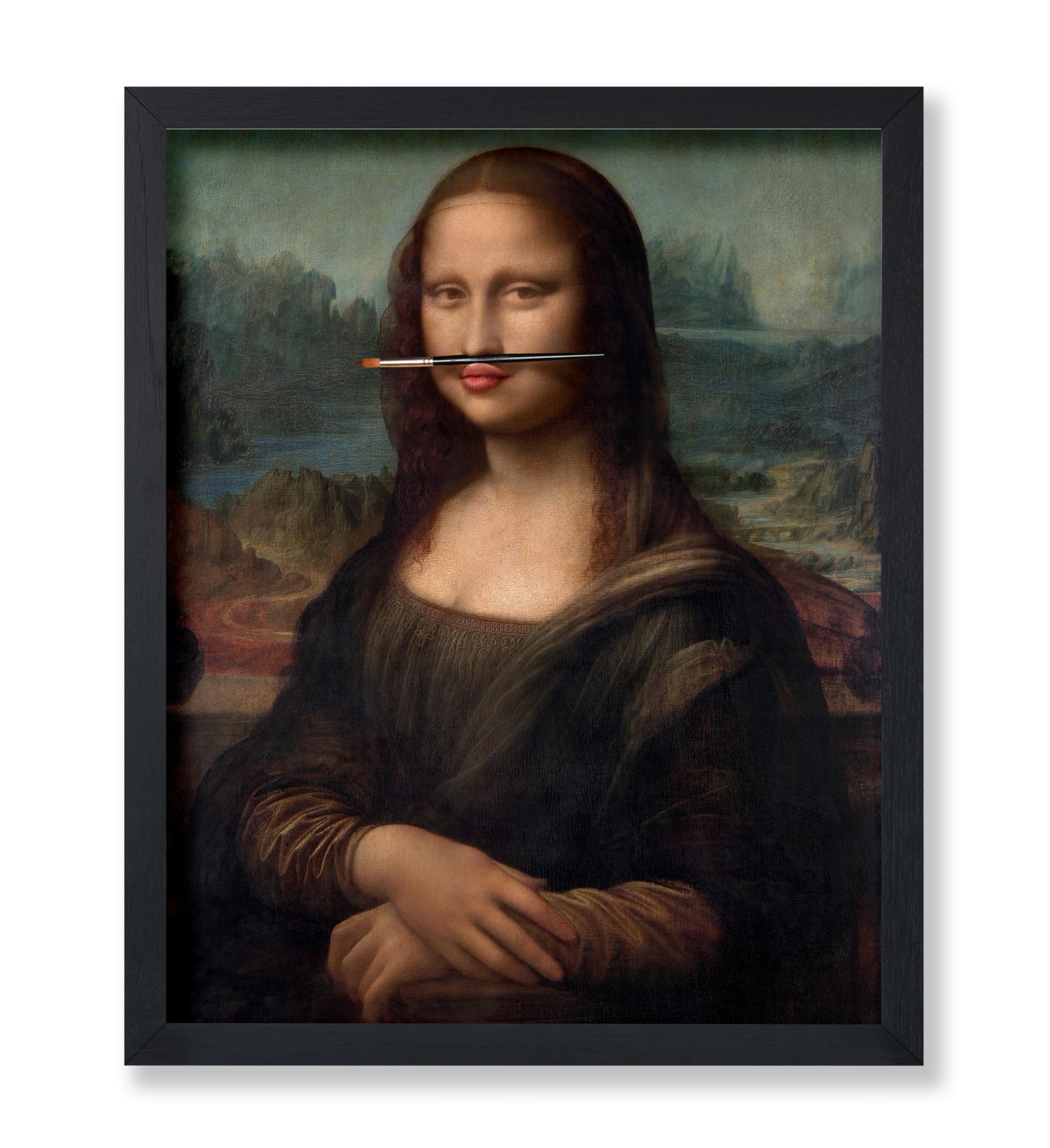 Amazon.com: Poster Master Mona Lisa Poster - Paint Brush On The Lips ...