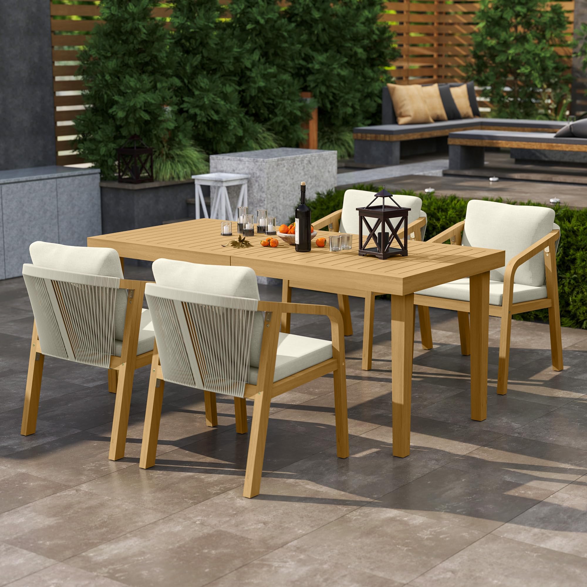 Amazon.com: RoyalCraft Acacia Patio Dining Set 5 Pieces, Patio Dining ...