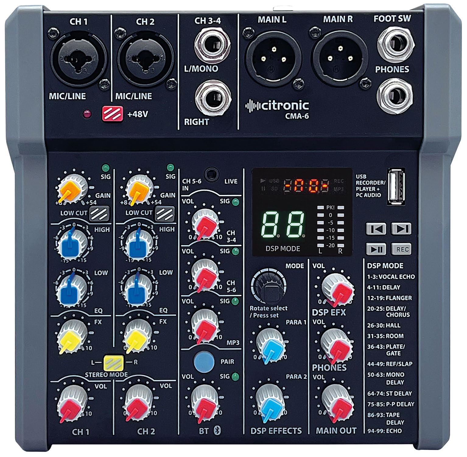 Citronic | CMA-6 Series Compact Mixer Audio Mixing Console: 99 ...