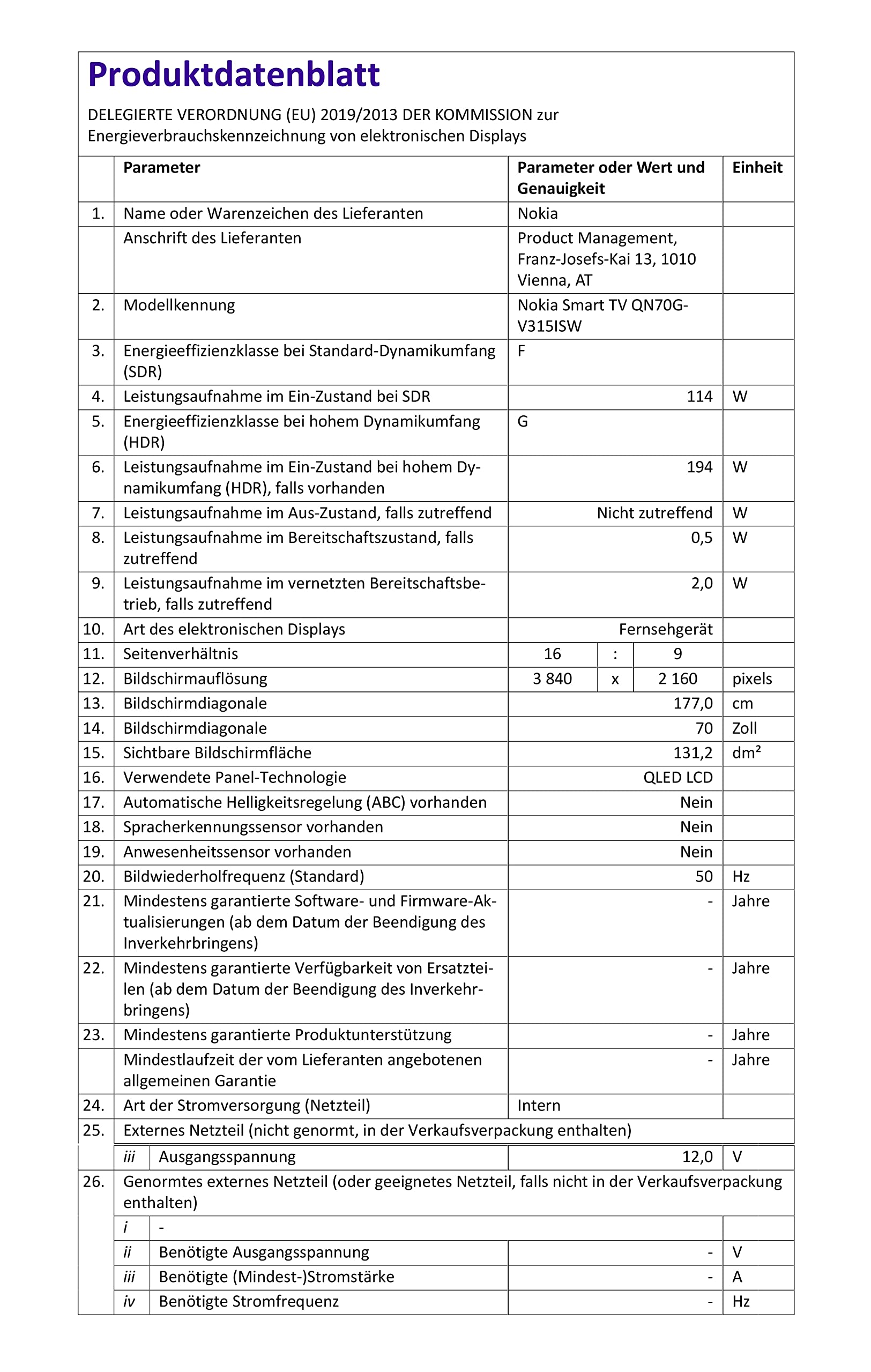 Nokia 70 Inch (177 cm) QLED 4K UHD TV Smart Android TV (Netflix, Prime ...