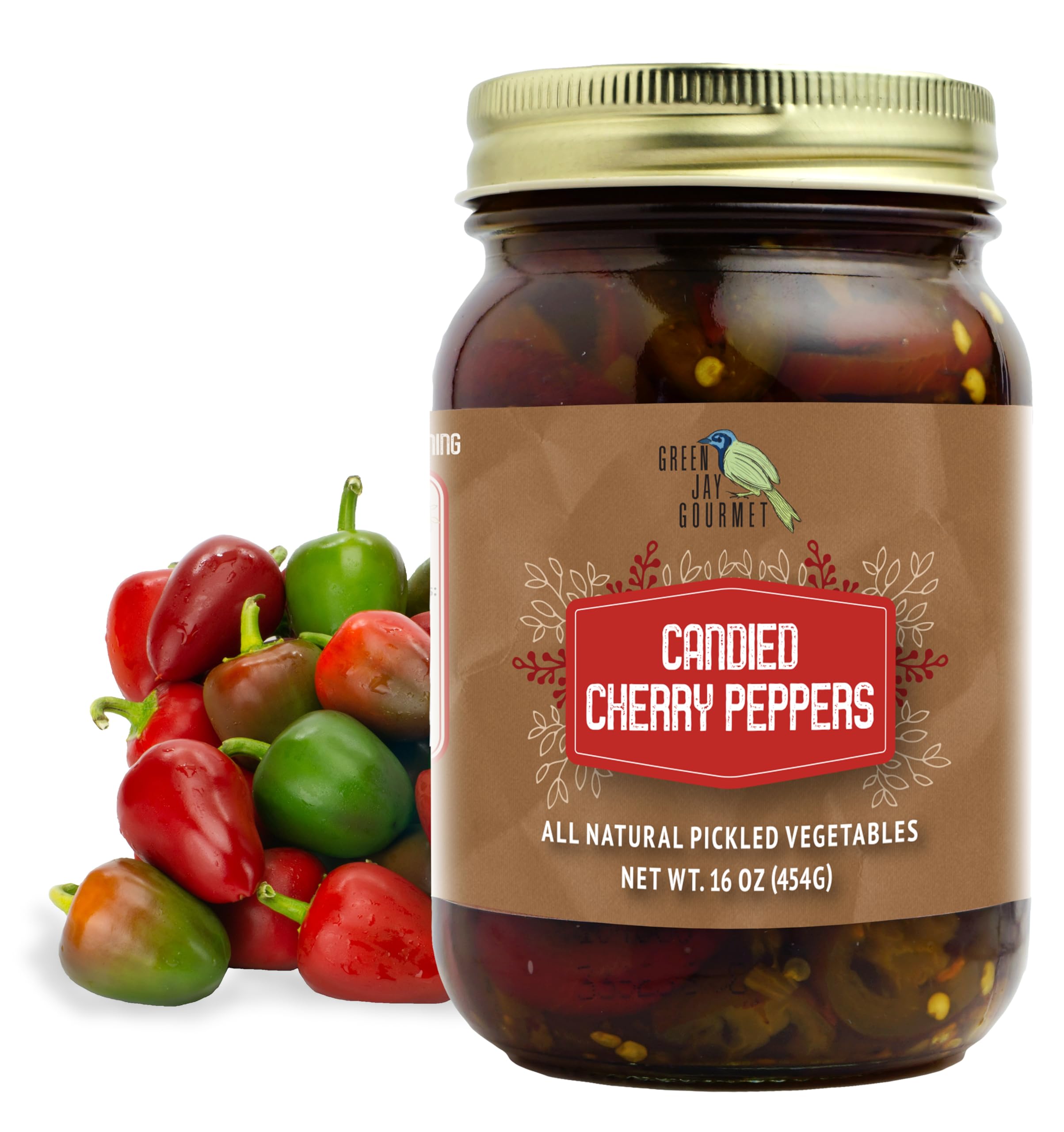 Amazon.com : Green Jay Gourmet Pickled Candied Cherry Peppers in a Jar ...