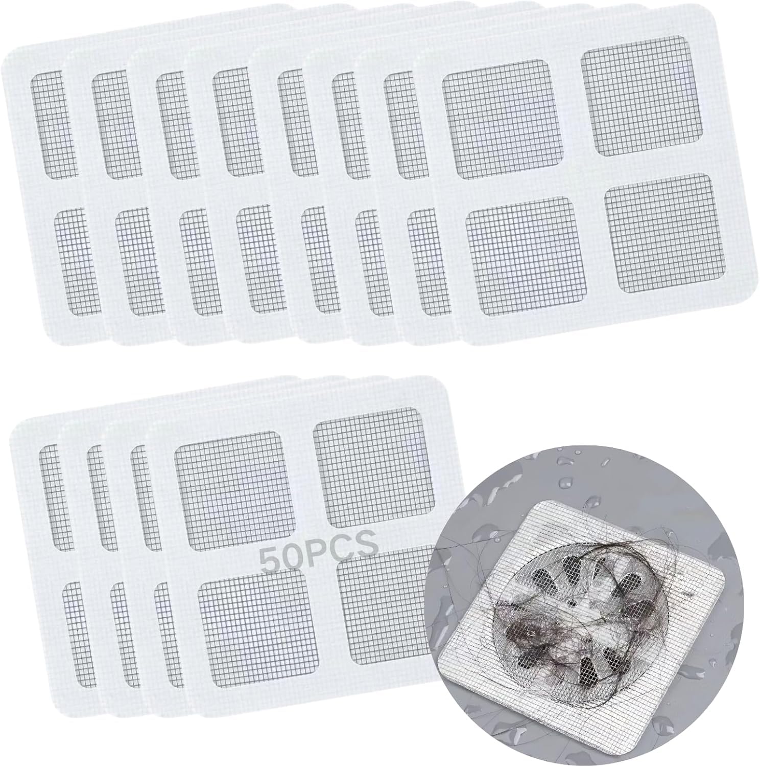 50PCS 4" X 4" Disposable Hair Drain Catcher, Hair Drain Stickers, Hair ...