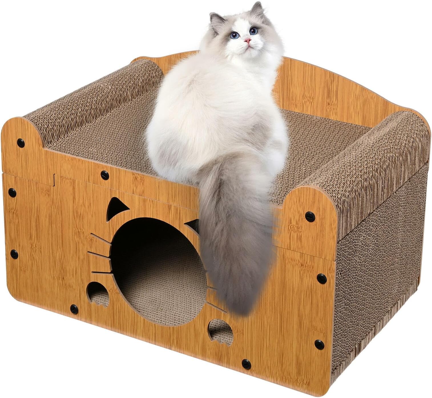 3-in-1 Cat Scratcher House, 22-Inch Removable Combination Cat Lounge ...