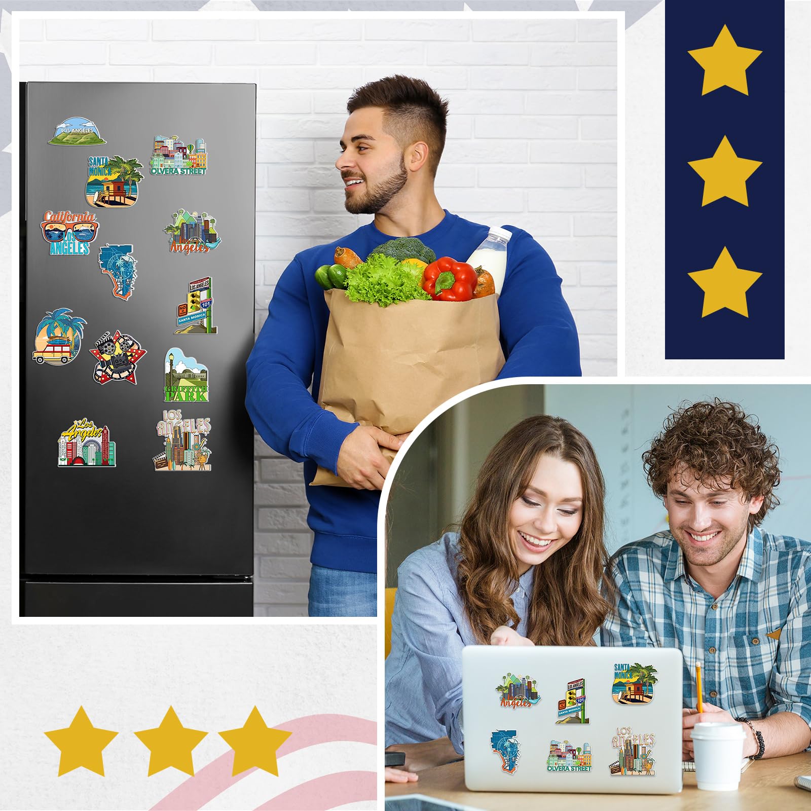Snapklik.com : 12 Pcs Los Angeles California Fridge Magnet USA Cities ...