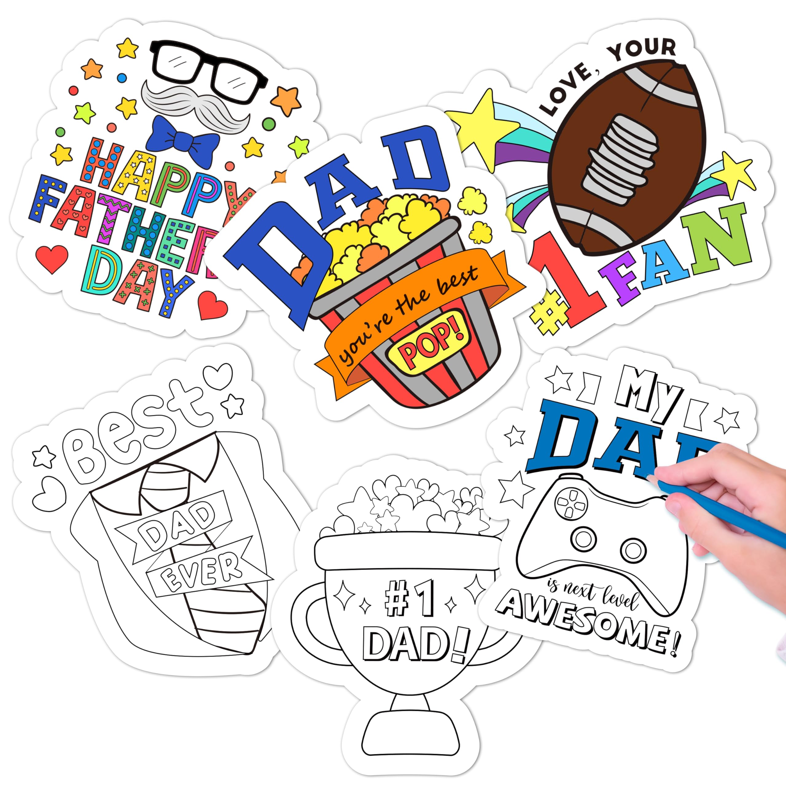 Amazon.com: FMuimshouwo Color Your Own Father's Day Cards for Kids ...