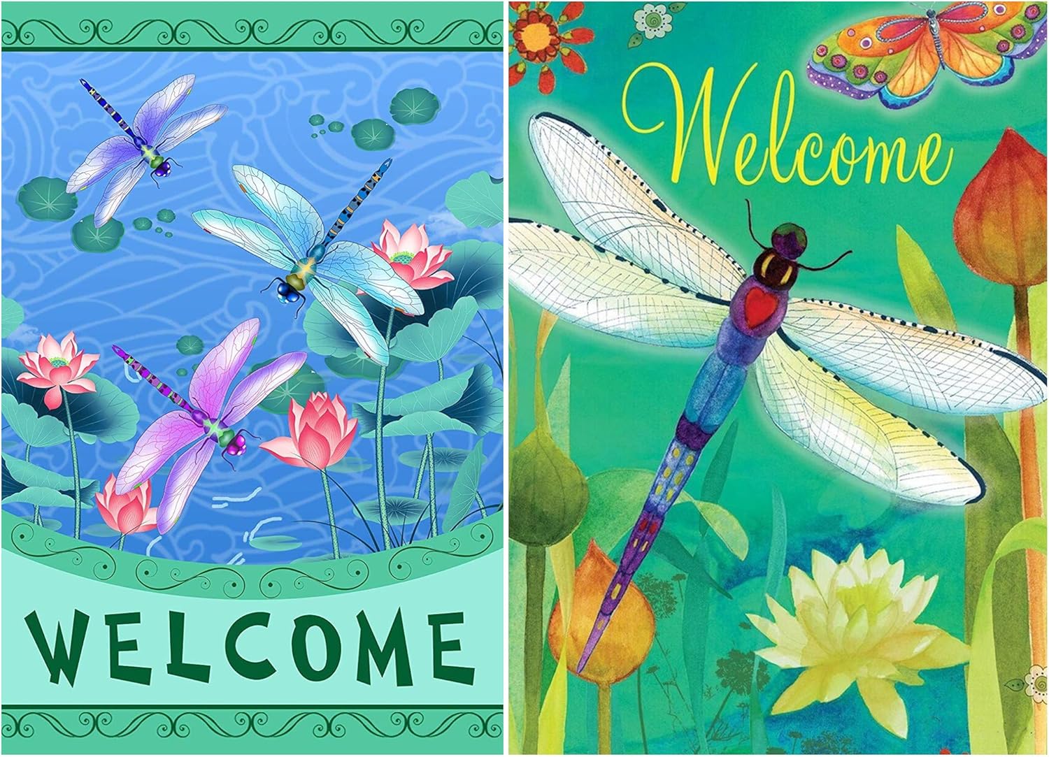 Amazon.com : EUOCT Home Garden Flag Double Sided Dragonfly Spring ...