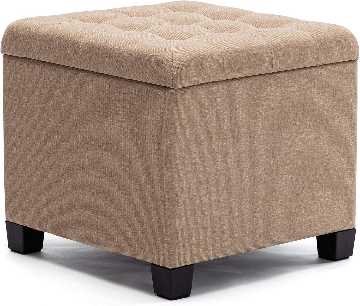 HNNHOME Pouffe Footstool Ottoman Storage Box, 45cm Cube Strong Wooden ...
