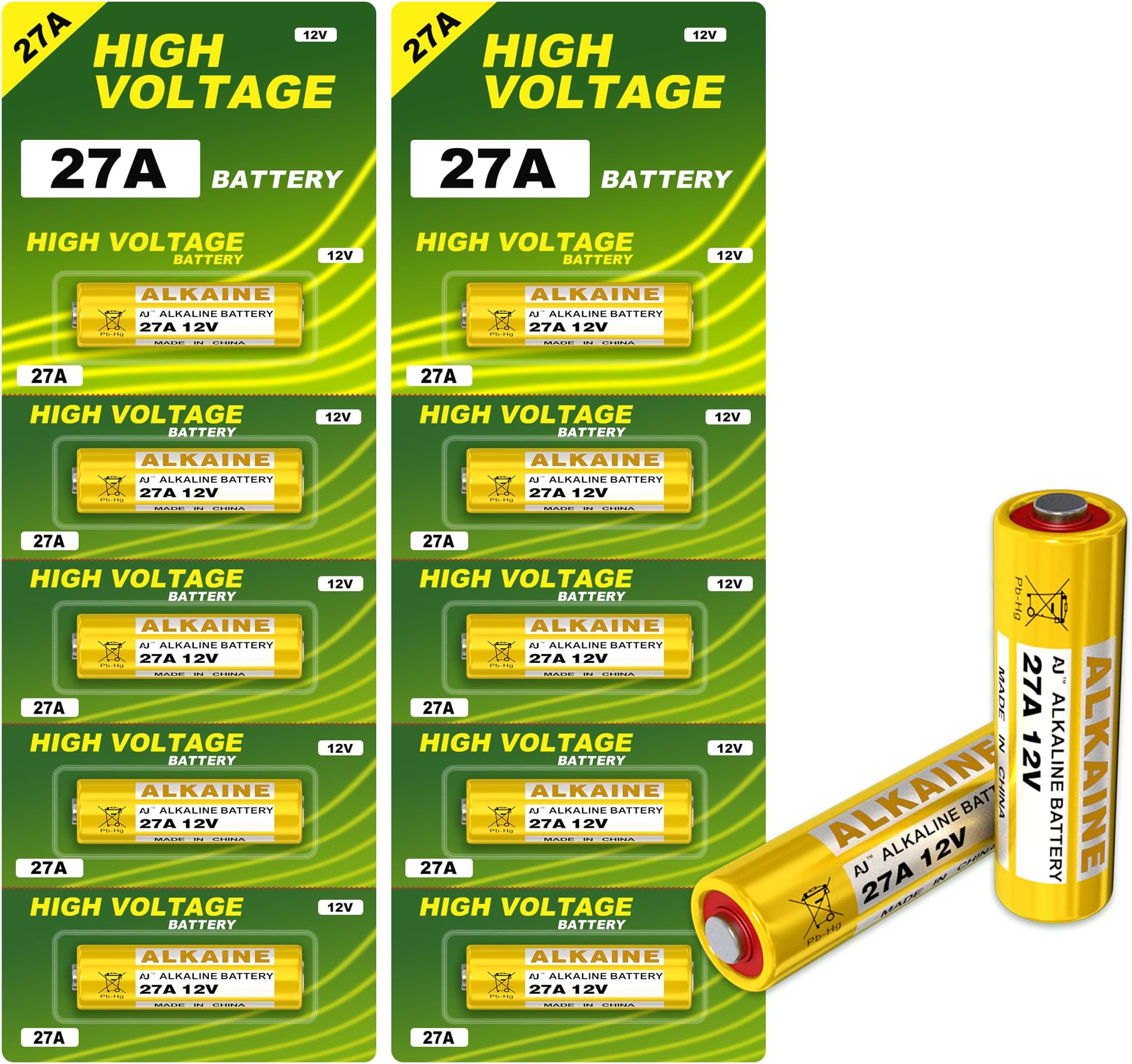 27A 12V Alkaline Batteries V27A LR27A MN27 L828 A27 12V Battery Pack of ...