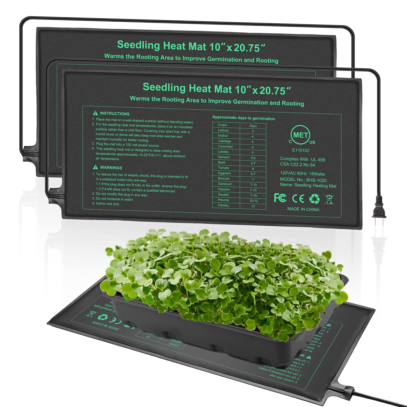 Bestio Seedling Heat Mat,Waterproof Plant Heating Mat 10" x 20.75" 2 ...
