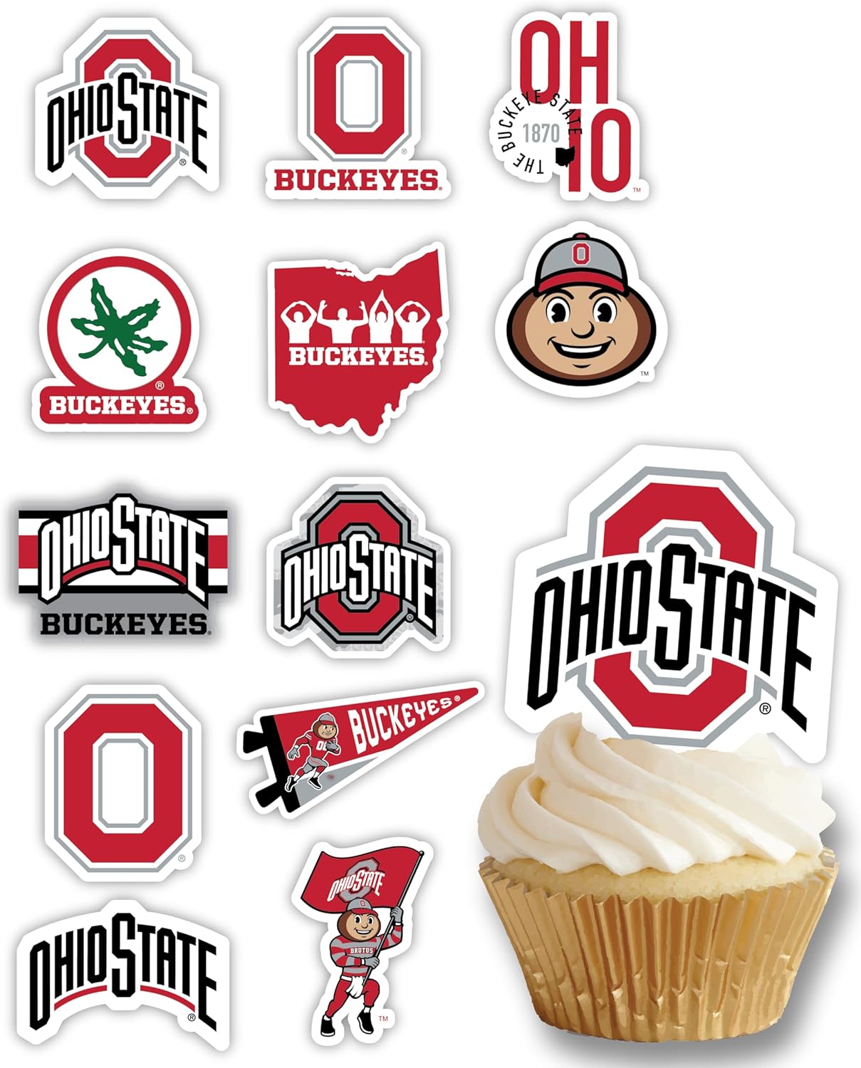Amazon.com: Ohio State University Cupcake Topper Party Supplies for ...