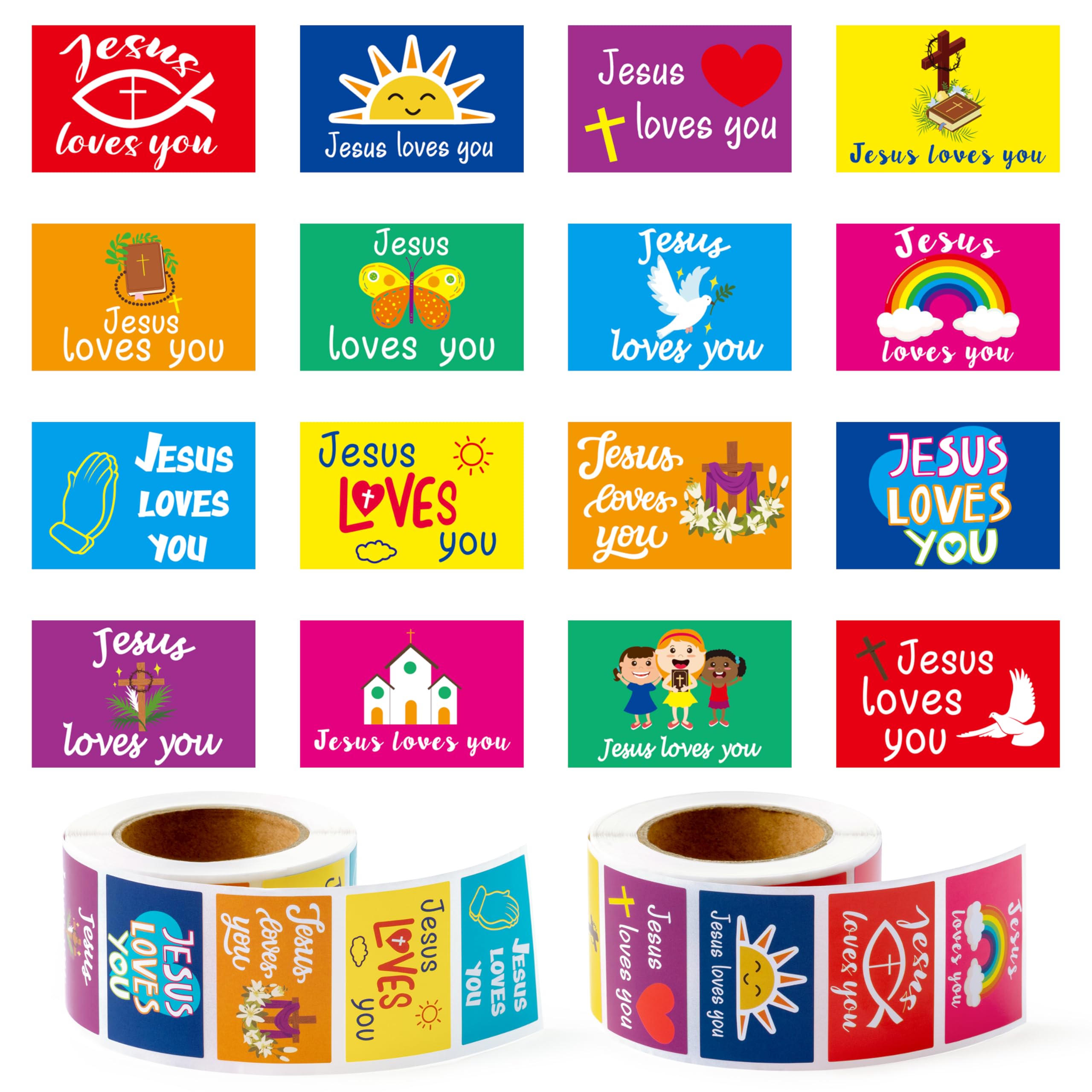Snapklik.com : 1000pcs Jesus Loves You Sticker Rolls, 16 Designs ...