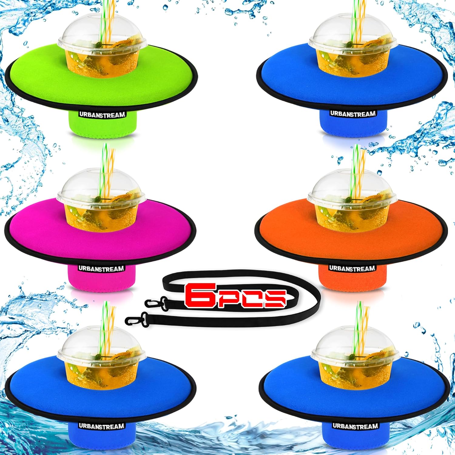 Amazon.com: 6 pcs Neoprene Floating Drink Holder for Pool - Medium Size ...