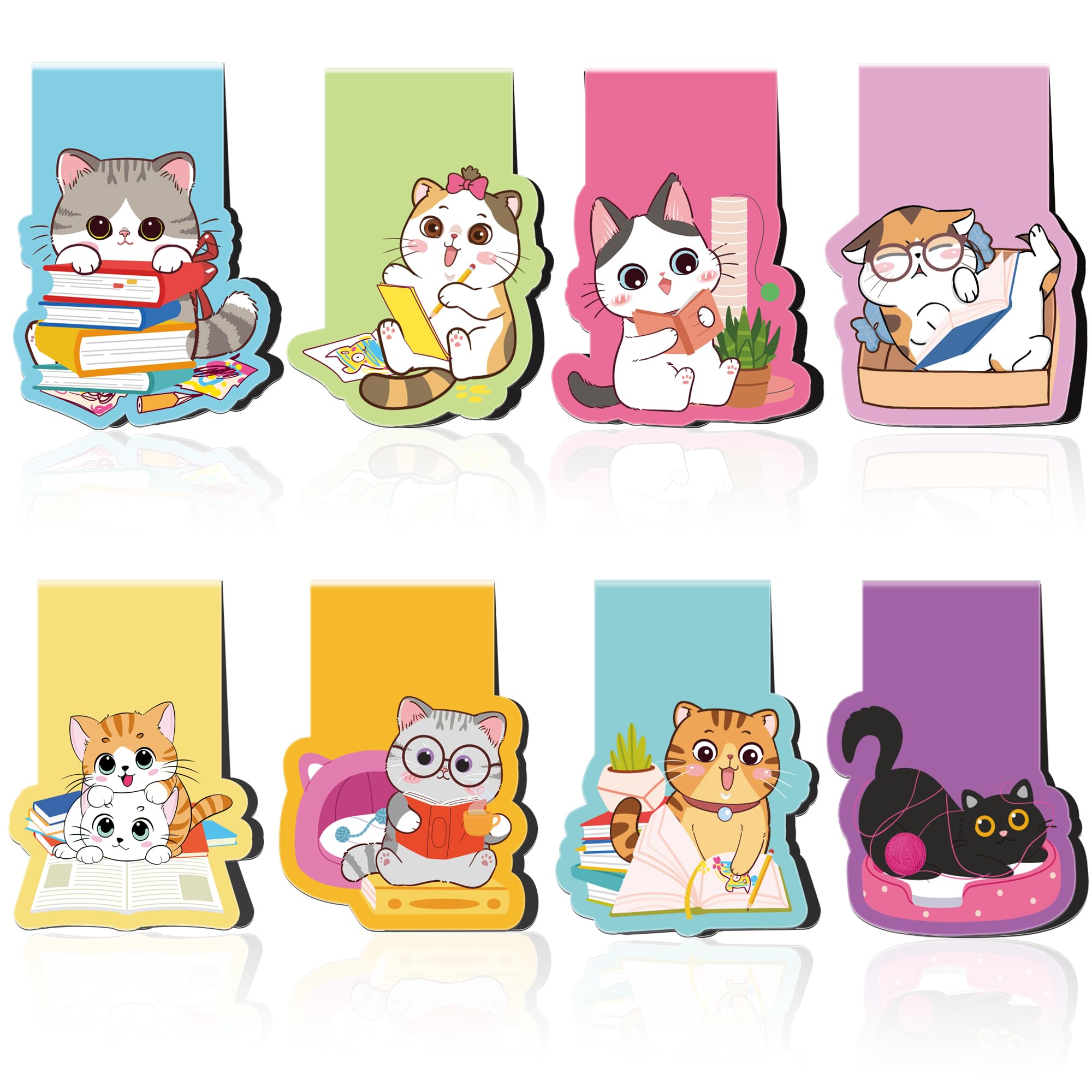 Amazon.com : Cat Magnetic Bookmarks: 8 Pcs Cute Cartoon Cat Magnet Book ...