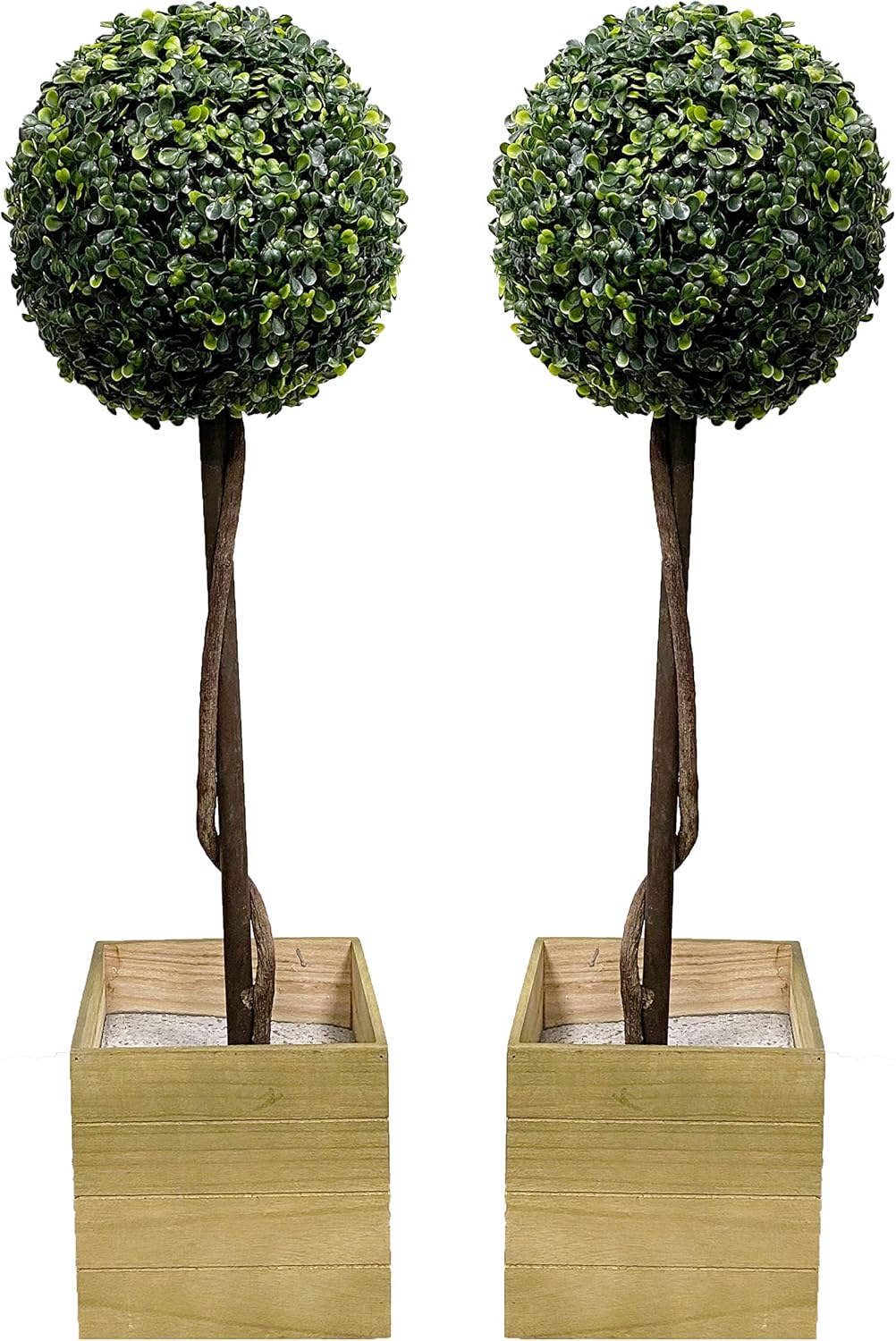Pair of Elegant Artificial Ball Trees - 3ft Topiary Ball Trees Includes ...
