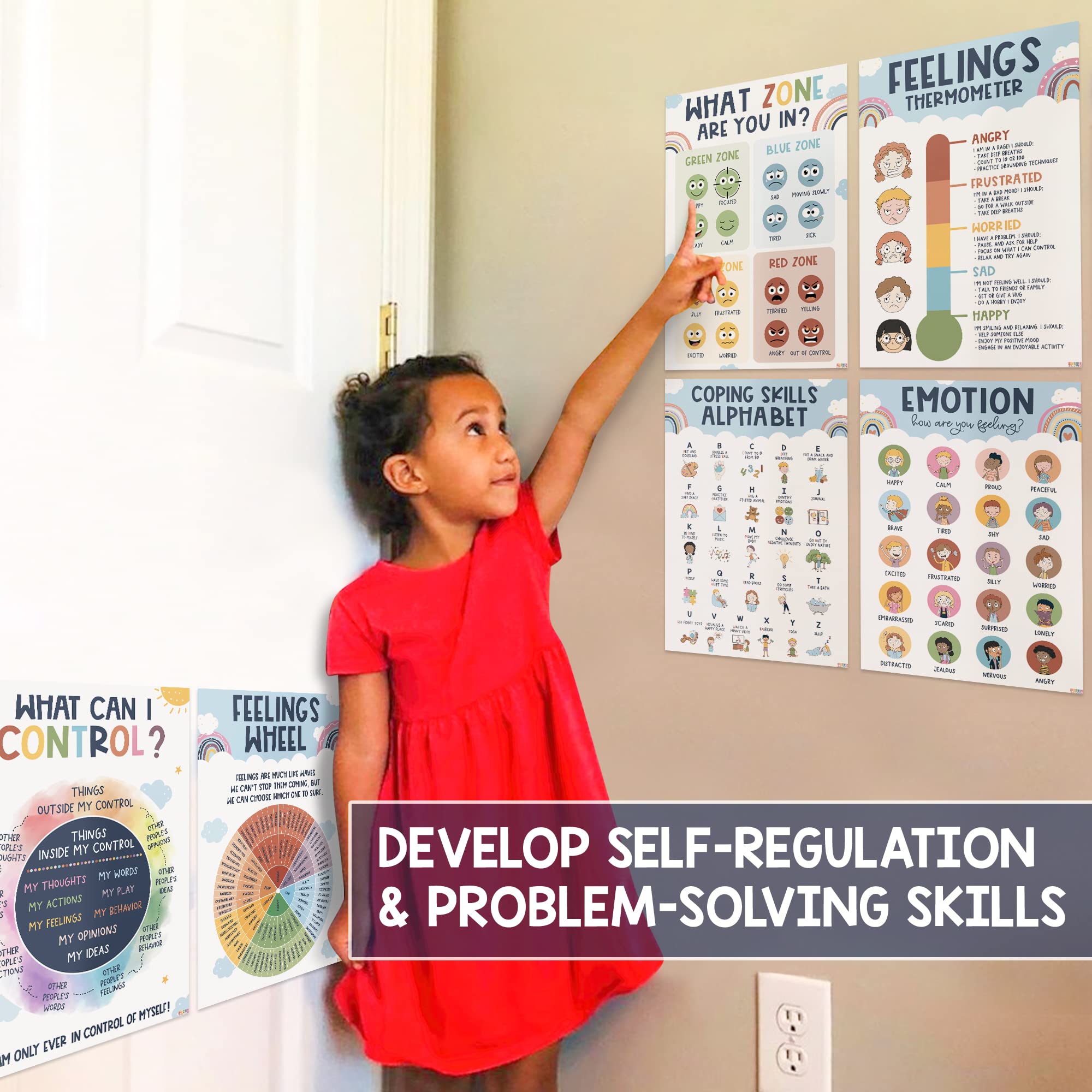 Snapklik.com : 6 Boho Calming Corner Classroom Posters, Feelings Wheel ...