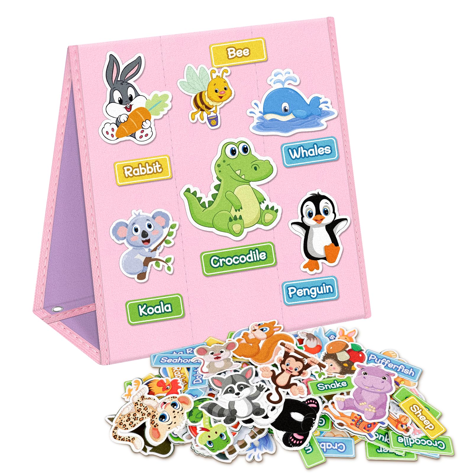 Amazon.com: Foldable Felt Board for Toddlers Felt Pieces Animals Felt ...