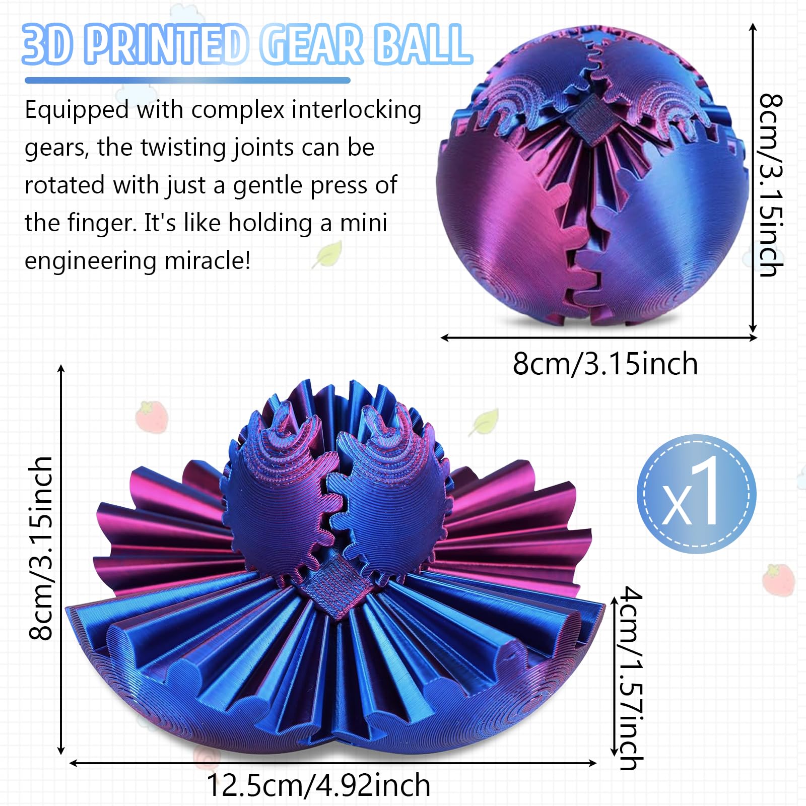 Elastic Waist Hiking Pants Women 3D Printed Gear Ball Fidget Toy ...