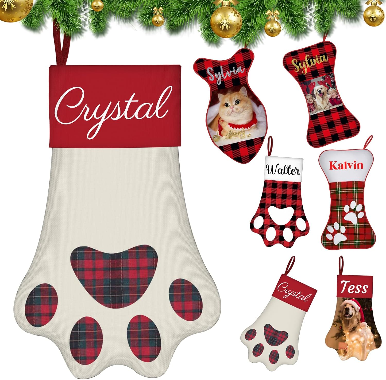 Amazon.com: Fadace Personalized Christmas Stockings for Dogs Cats with ...