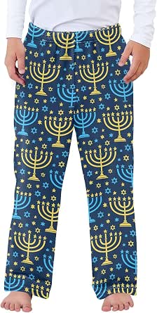 Amazon.com: Hanukkah Menorah Stars Plush Lounge Pants Pajama with 2 ...