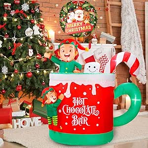 Amazon.com: Hioasis 5.3 FT Christmas Inflatable Decorations,Hot Cocoa ...