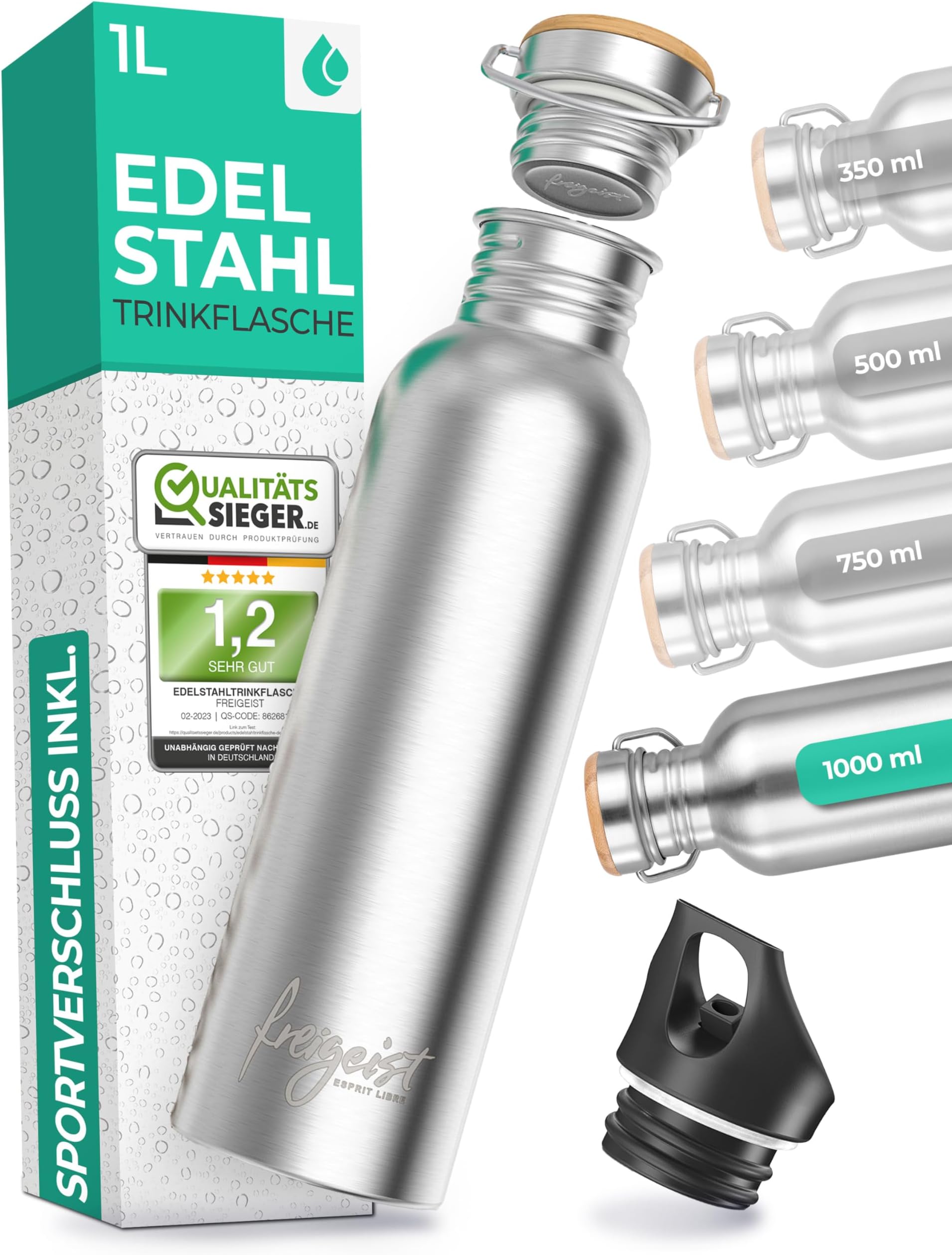 Trinkflasche Metall 1l