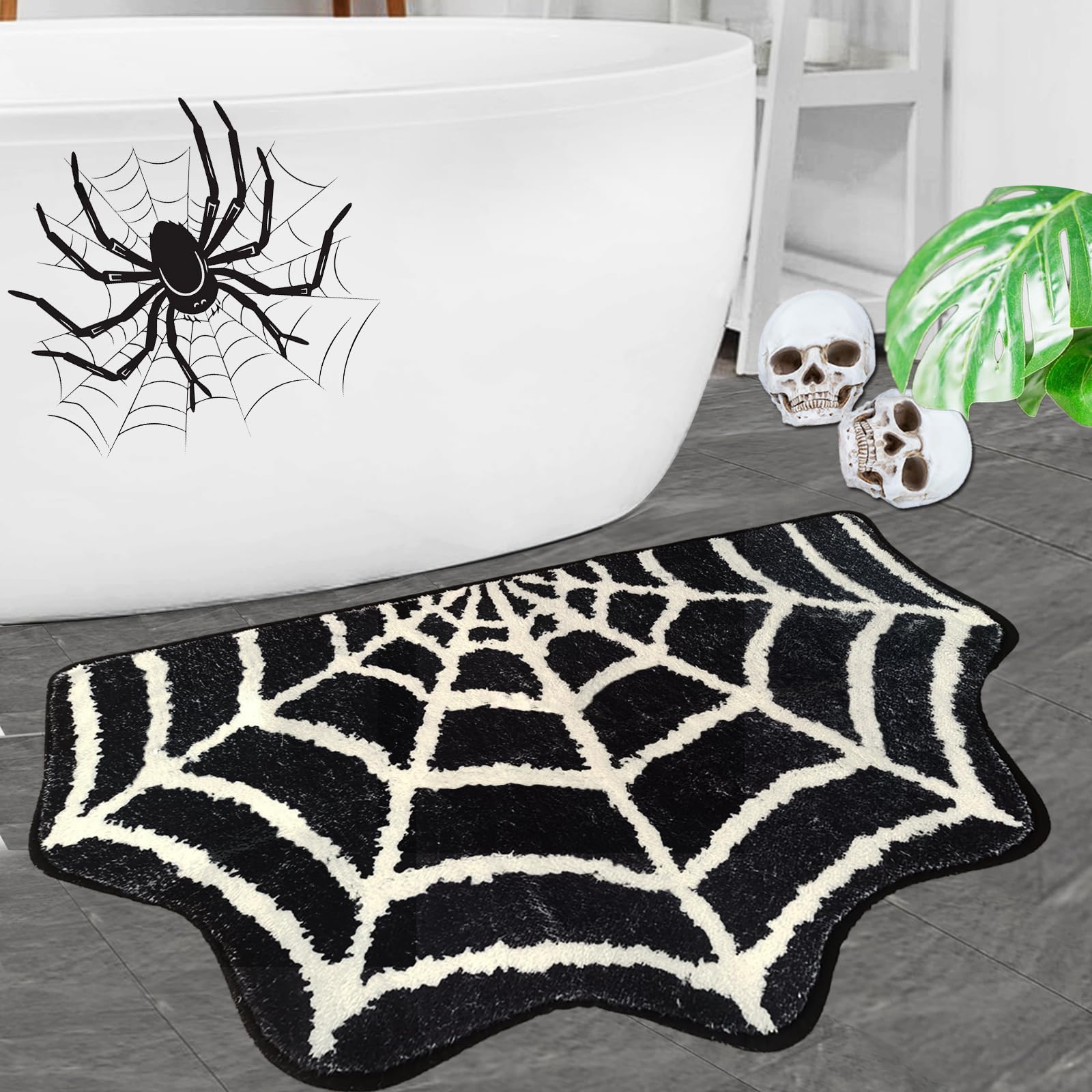 Amazon.com: Spider Web Bath Mat Rug,31x20 Inch Halloween Bathing Mat ...