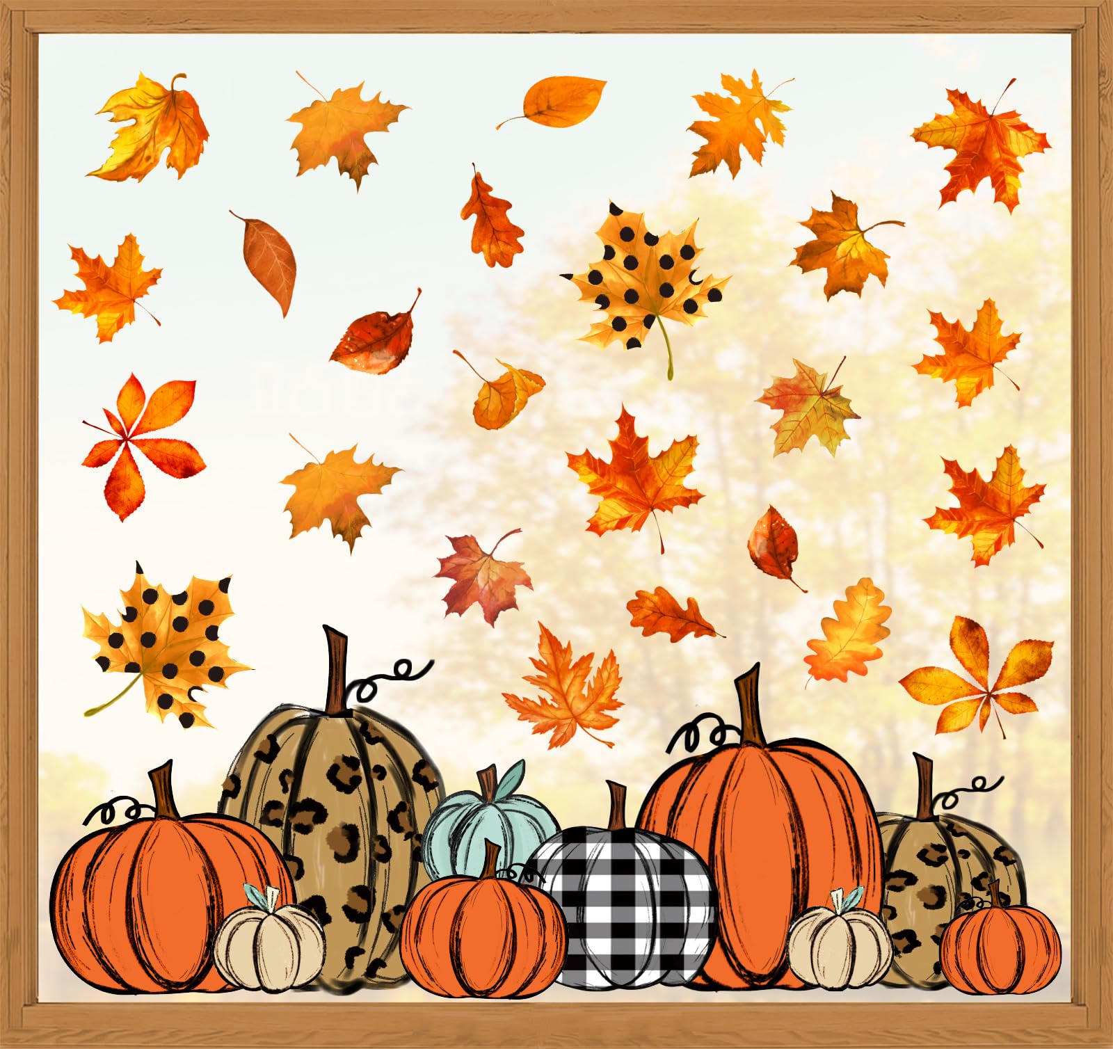 Amazon.com: Whaline 138Pcs Fall Window Clings Thanksgiving Autumn ...