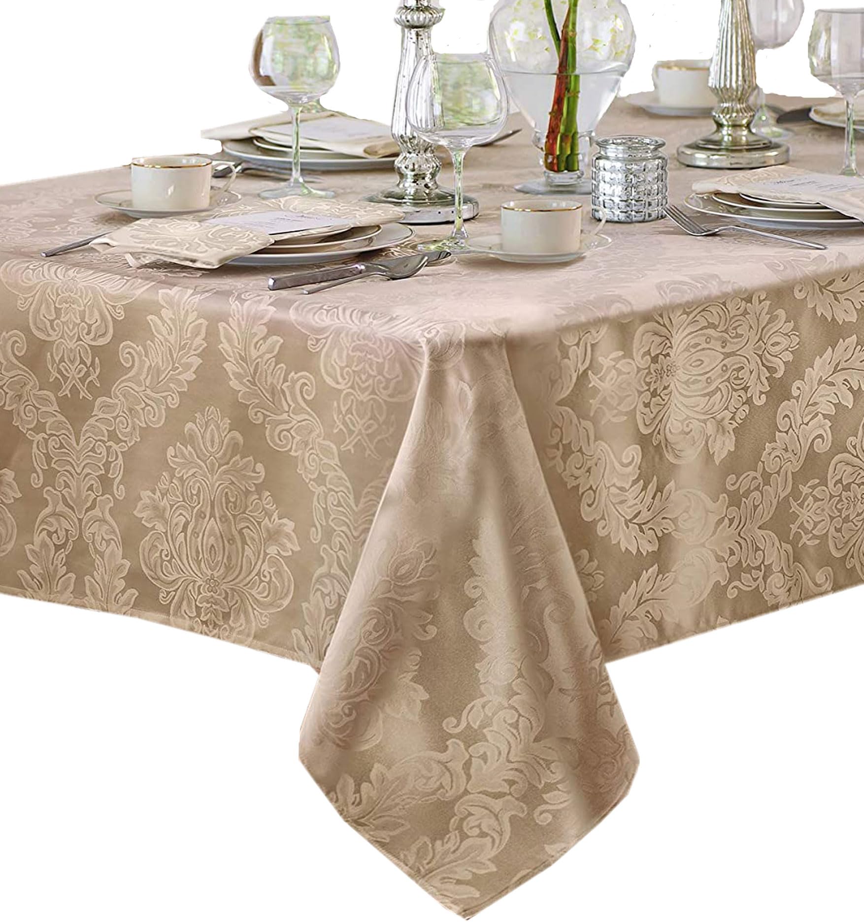 Snapklik.com : Barcelona Luxury Damask Fabric Tablecloth, 60” Wide X ...