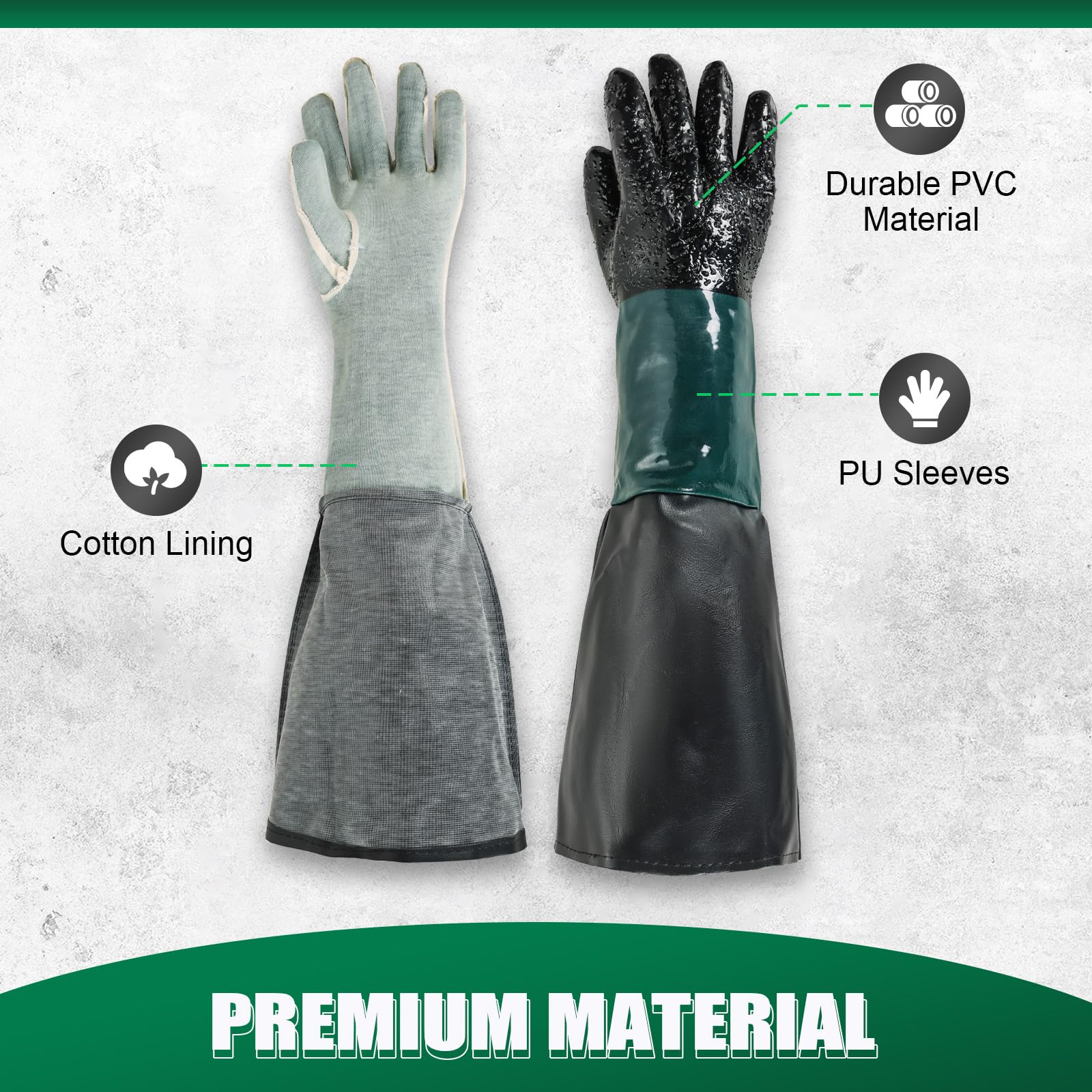 Snapklik.com : DASBET Rubber Sandblasting Gloves 23.6" Heavy Duty ...