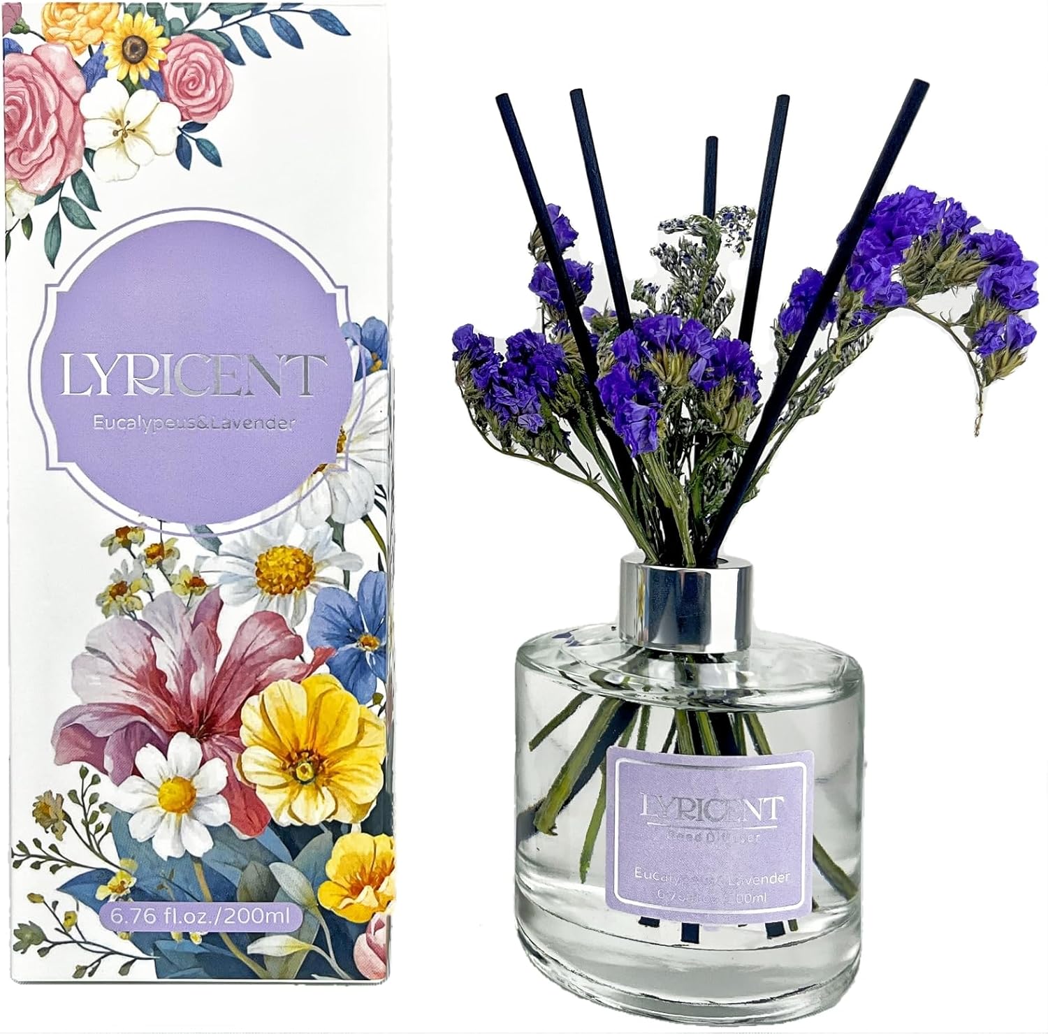 Amazon.com: Lyricent Reed Diffuser Set, 6.7 oz Eucalyptus and Lavender ...