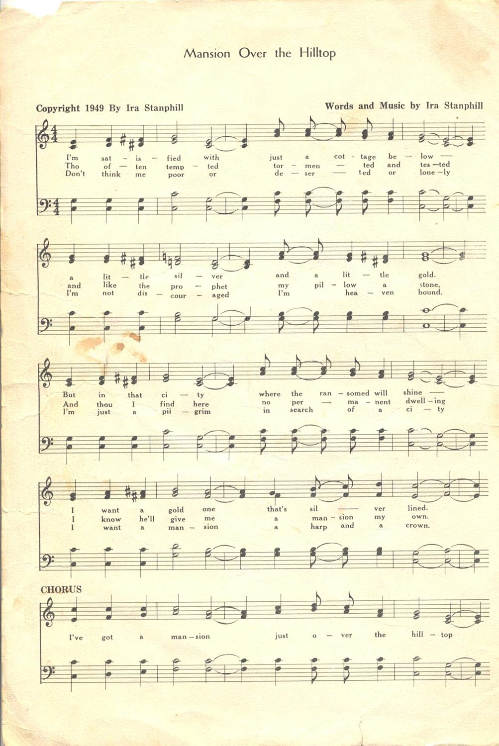 Mansion Over the Hilltop SATB: Ira Stanphill: Amazon.com: Books