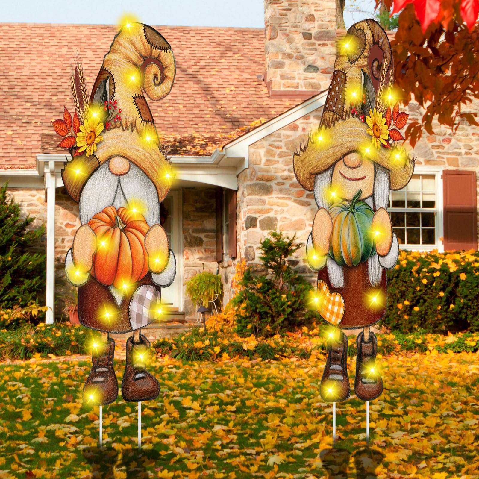 Snapklik.com : Soaoo 2 Pack Thanksgiving Gnome Yard Signs