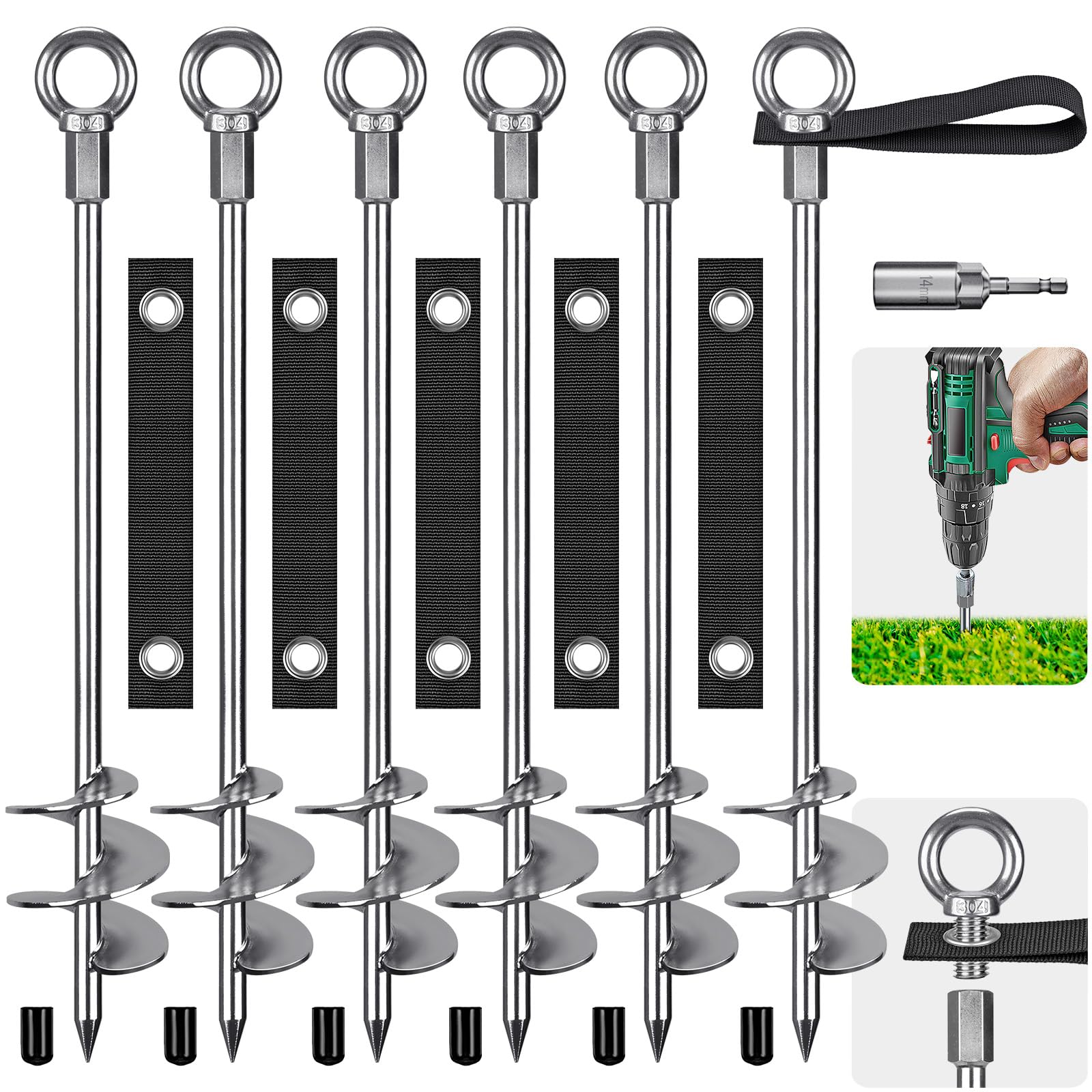Snapklik.com : Insaga 24 Ground Anchors Screw In - Heavy Duty ...